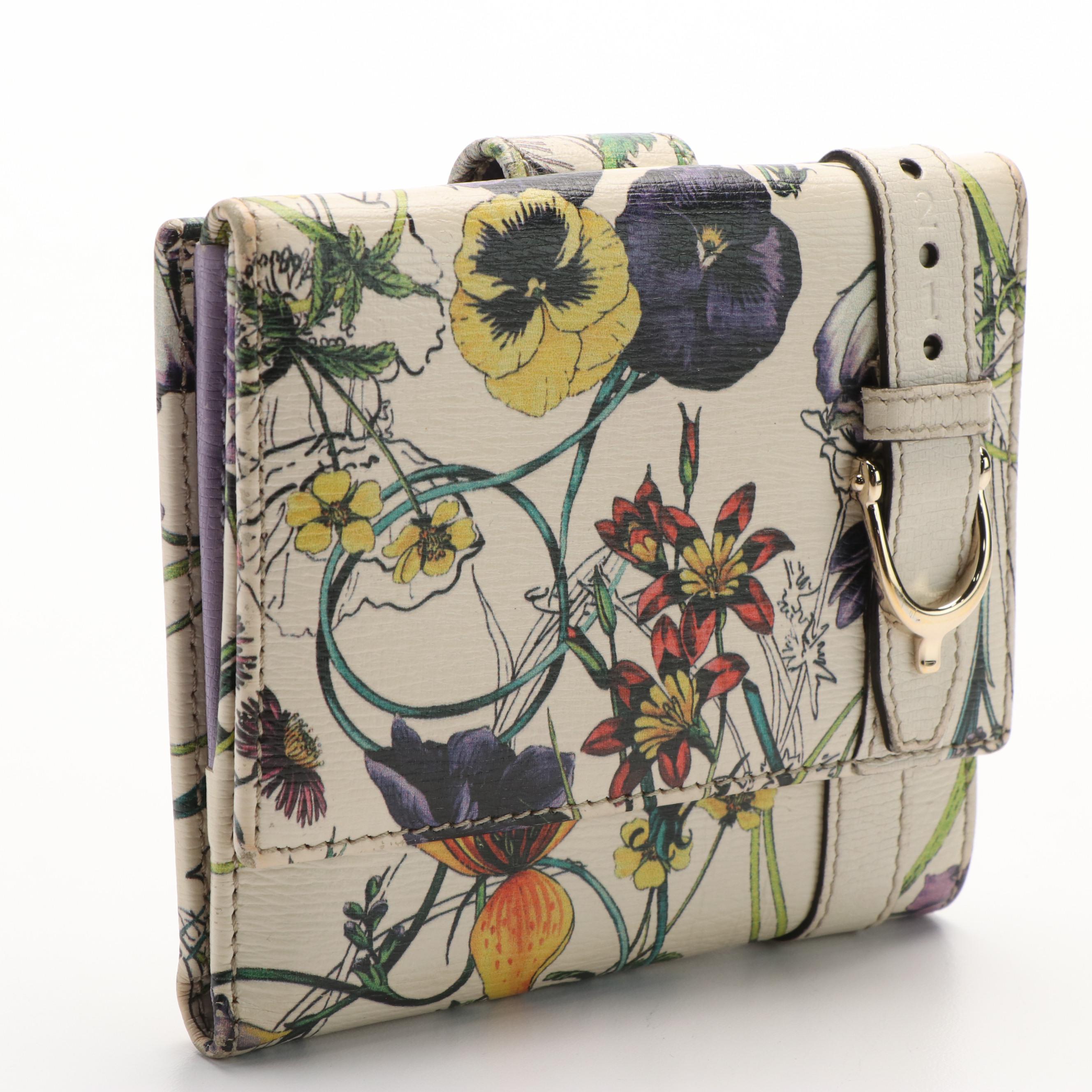 Gucci Flora French Flap Leather Bifold Wallet | EBTH