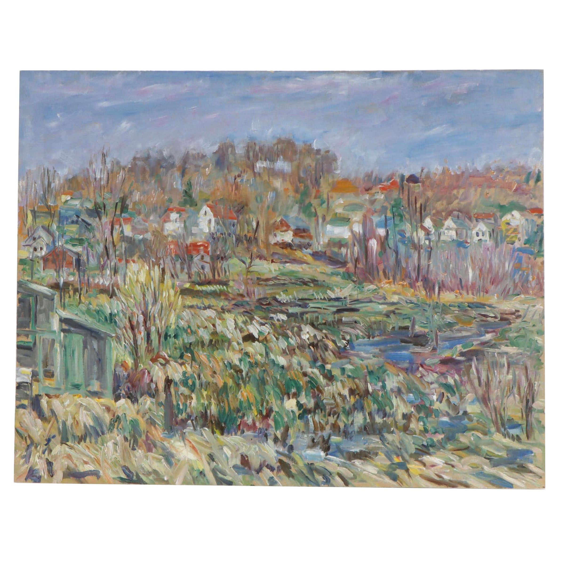 Michael Salvatore Abbate Oil Painting of a Rural Landscape, Mid-20th ...