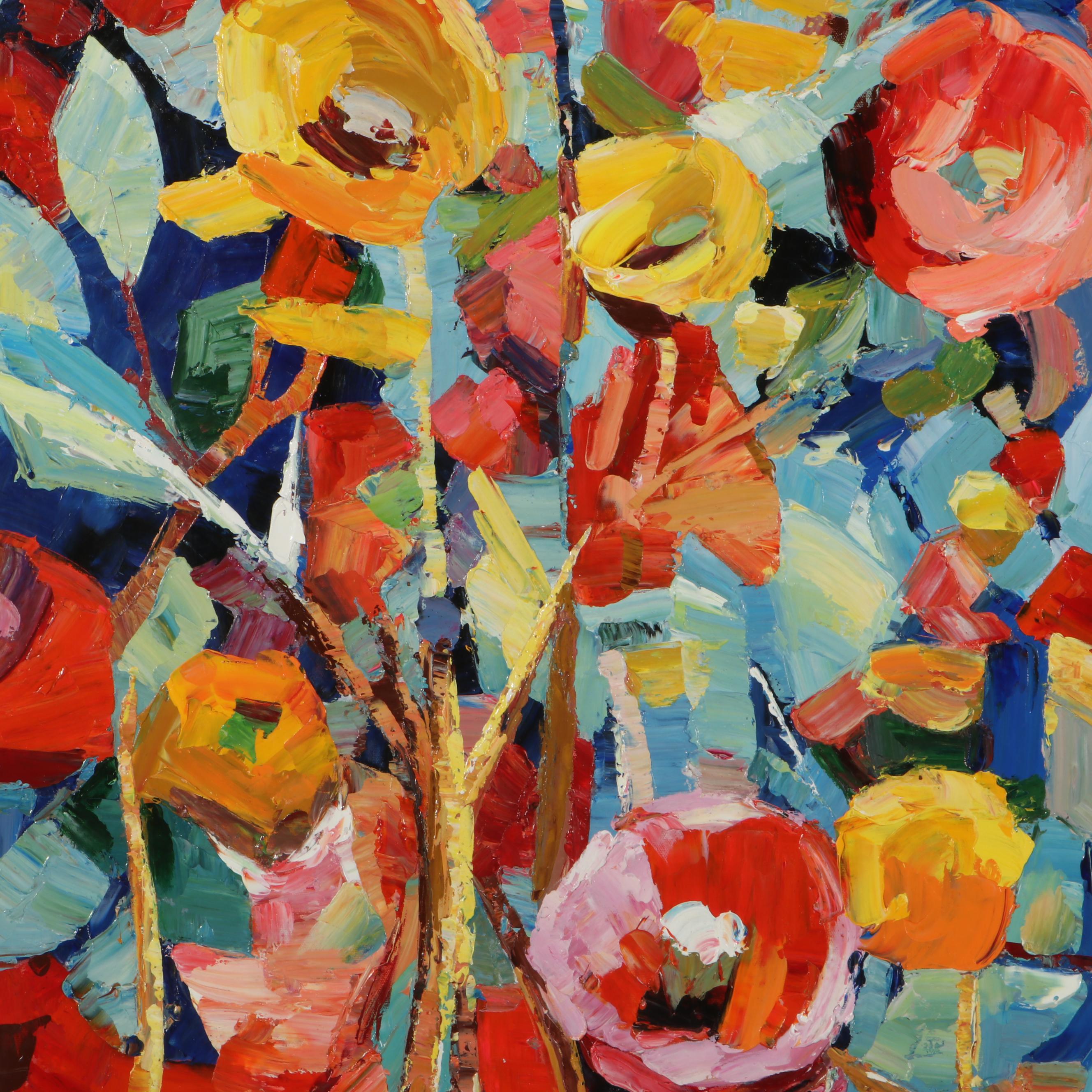 Ping Abstract Floral Oil Painting, 21st Century | EBTH