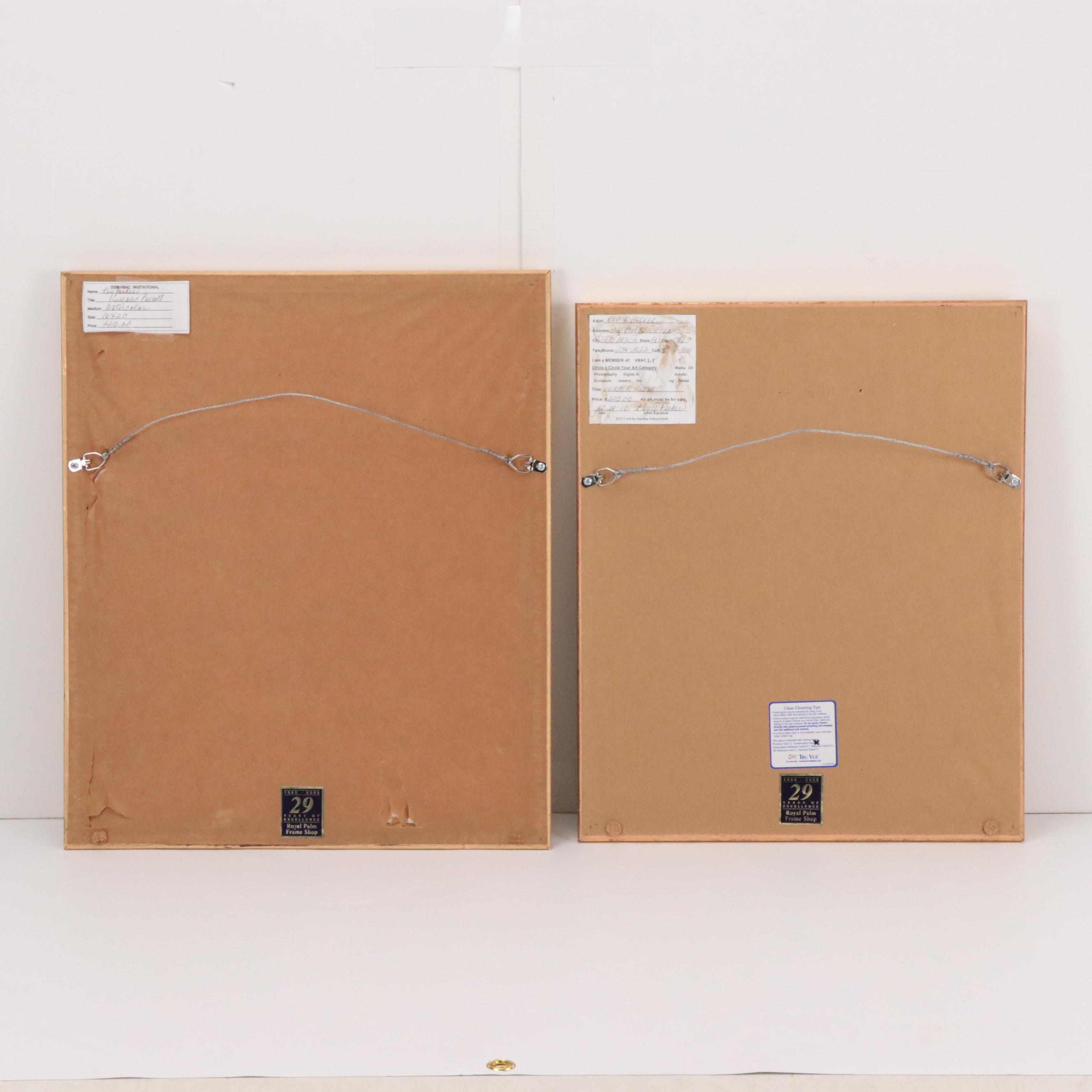 Kay Parker Watercolor Paintings "Curious Parrot" and "Gerber Glow" | EBTH