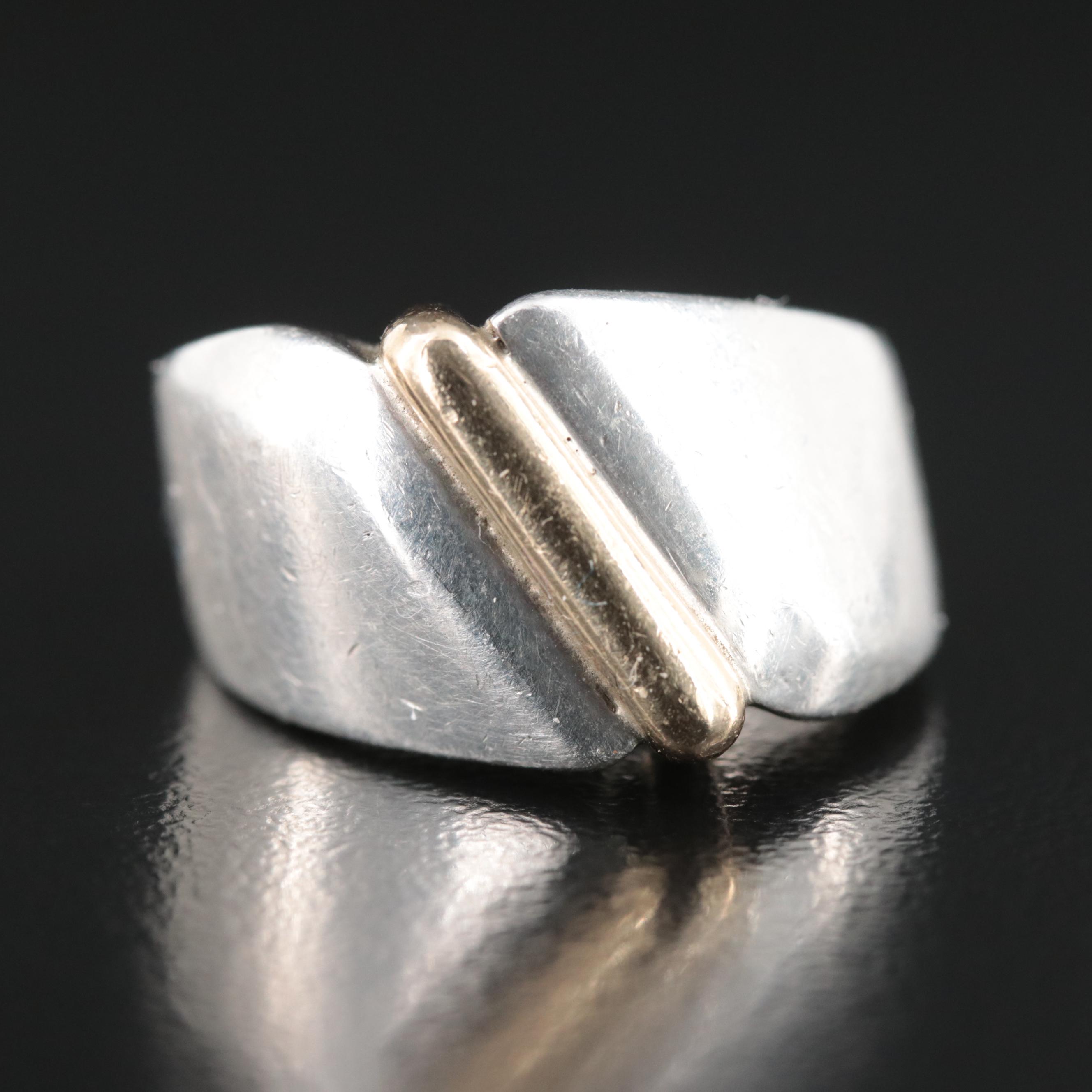 Sterling Tapered Ring with 14K Accent | EBTH