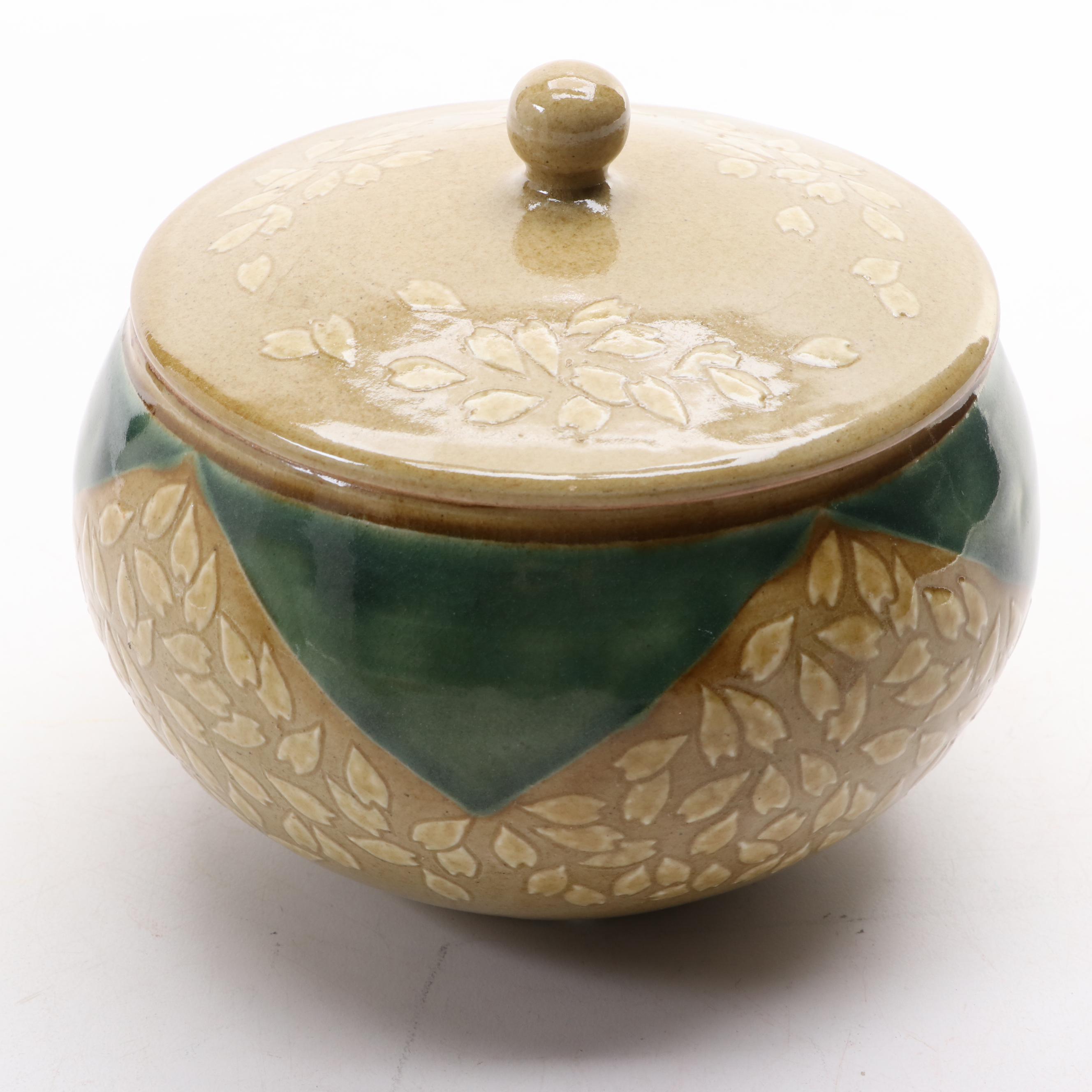 Acorn and Leaf Impress Ceramic Art Pottery Vases with Japanese Covered ...