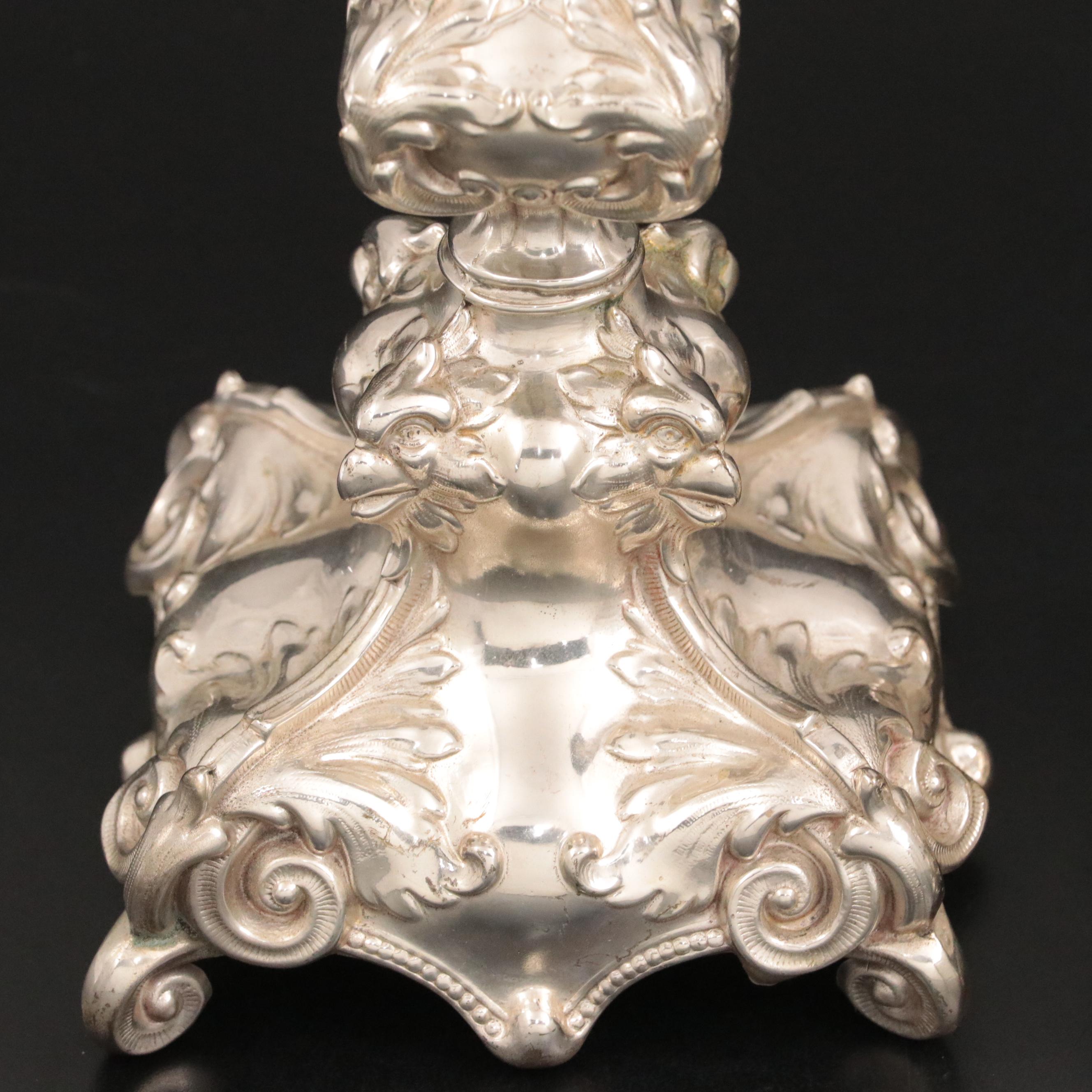 Baroque Style Silver Plate Candlesticks | EBTH