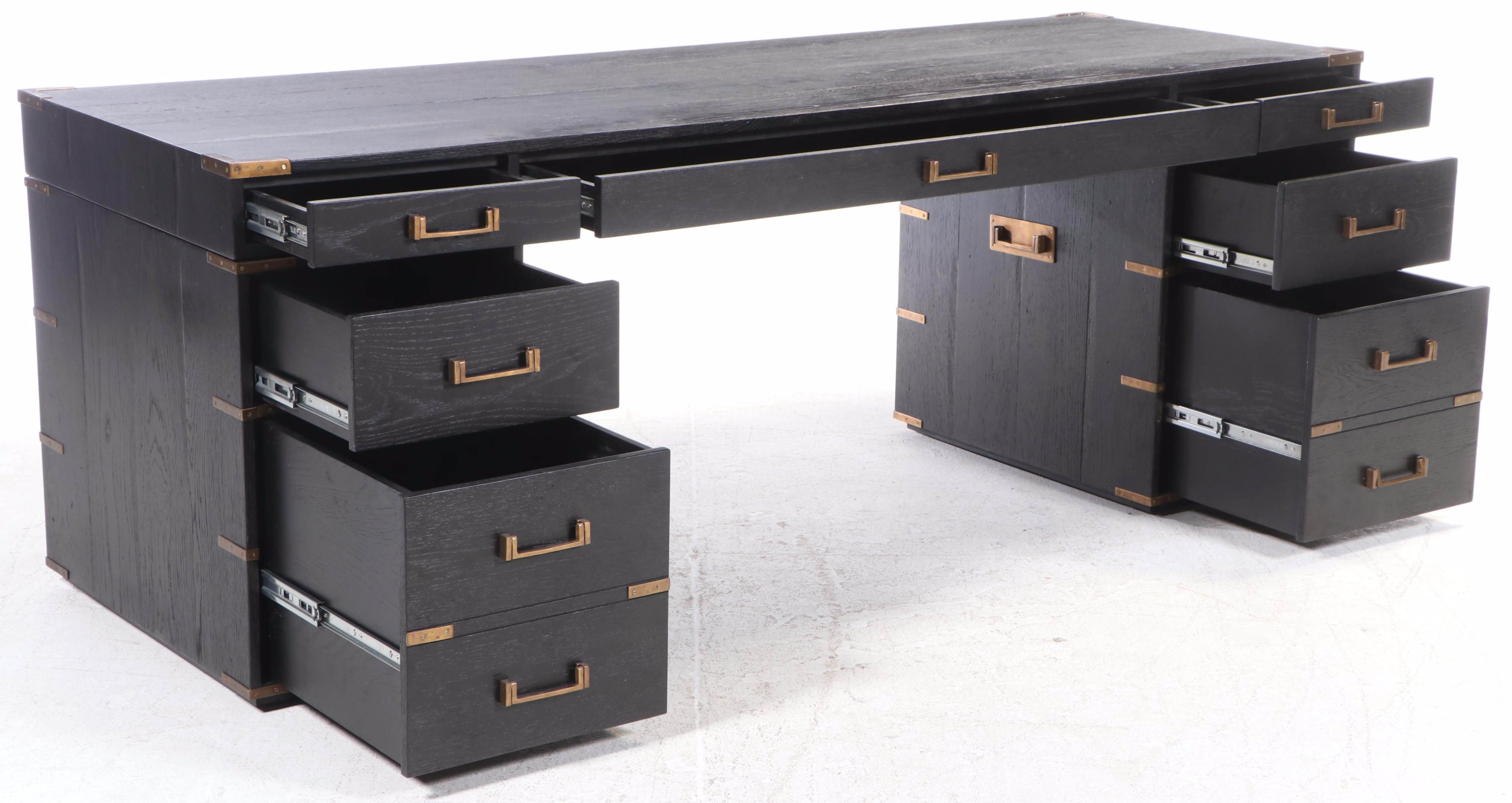 Restoration Hardware Cayden Campaign Desk in Waxed Ebonized Oak and ...