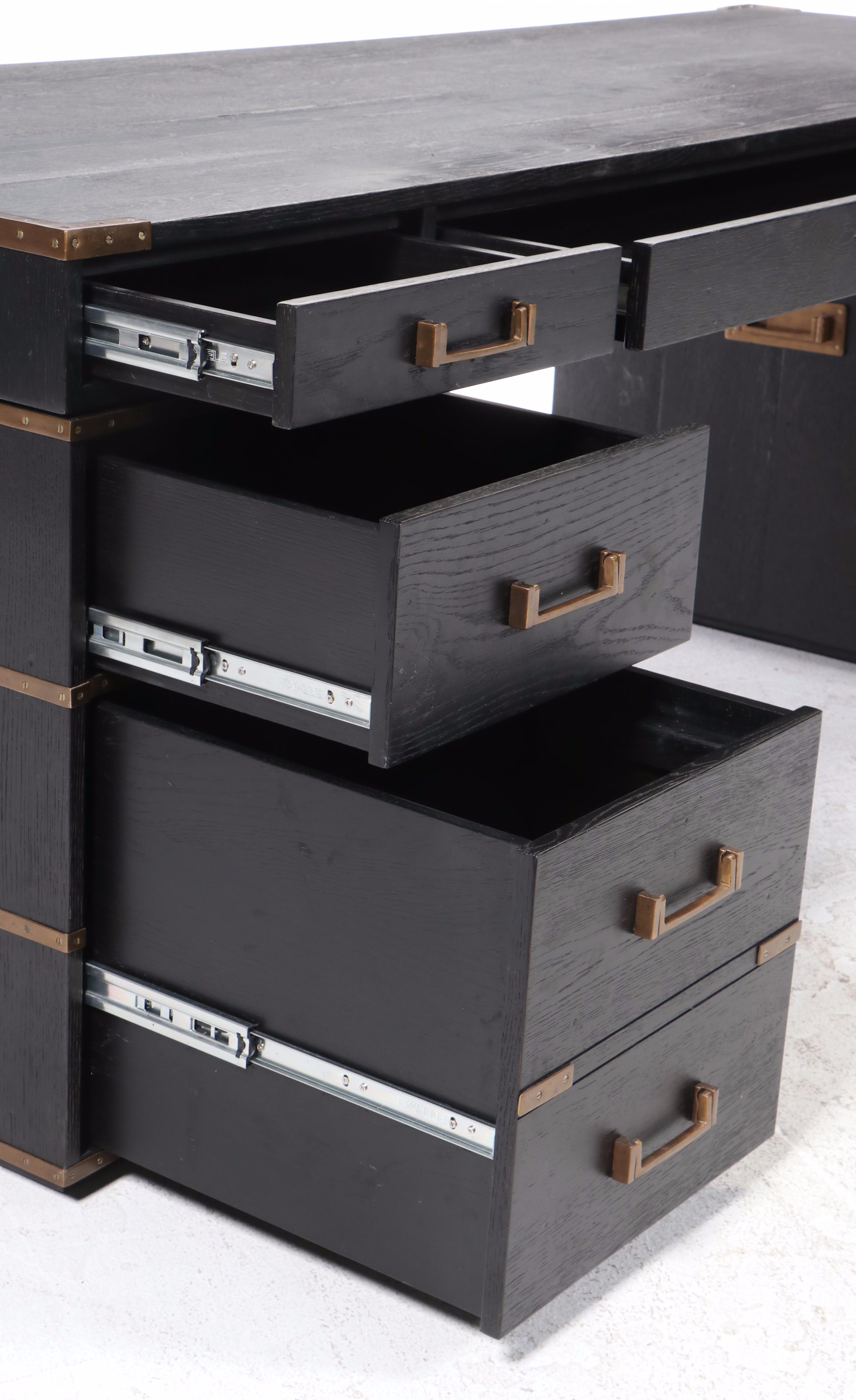 Restoration Hardware Cayden Campaign Desk in Waxed Ebonized Oak and ...