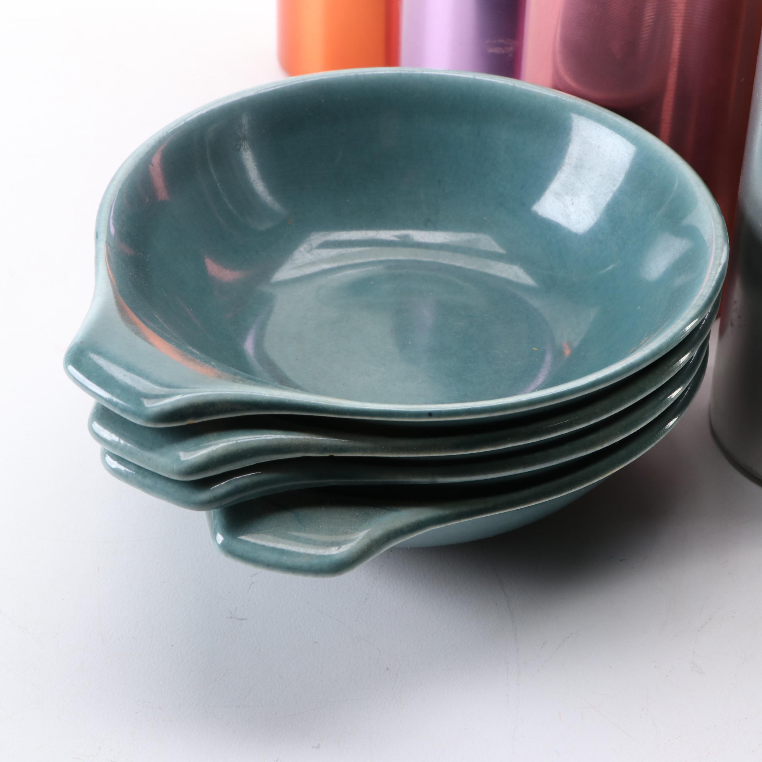 Russel Wright Earthenware Dishes with Perma Hues Metallic Aluminum ...