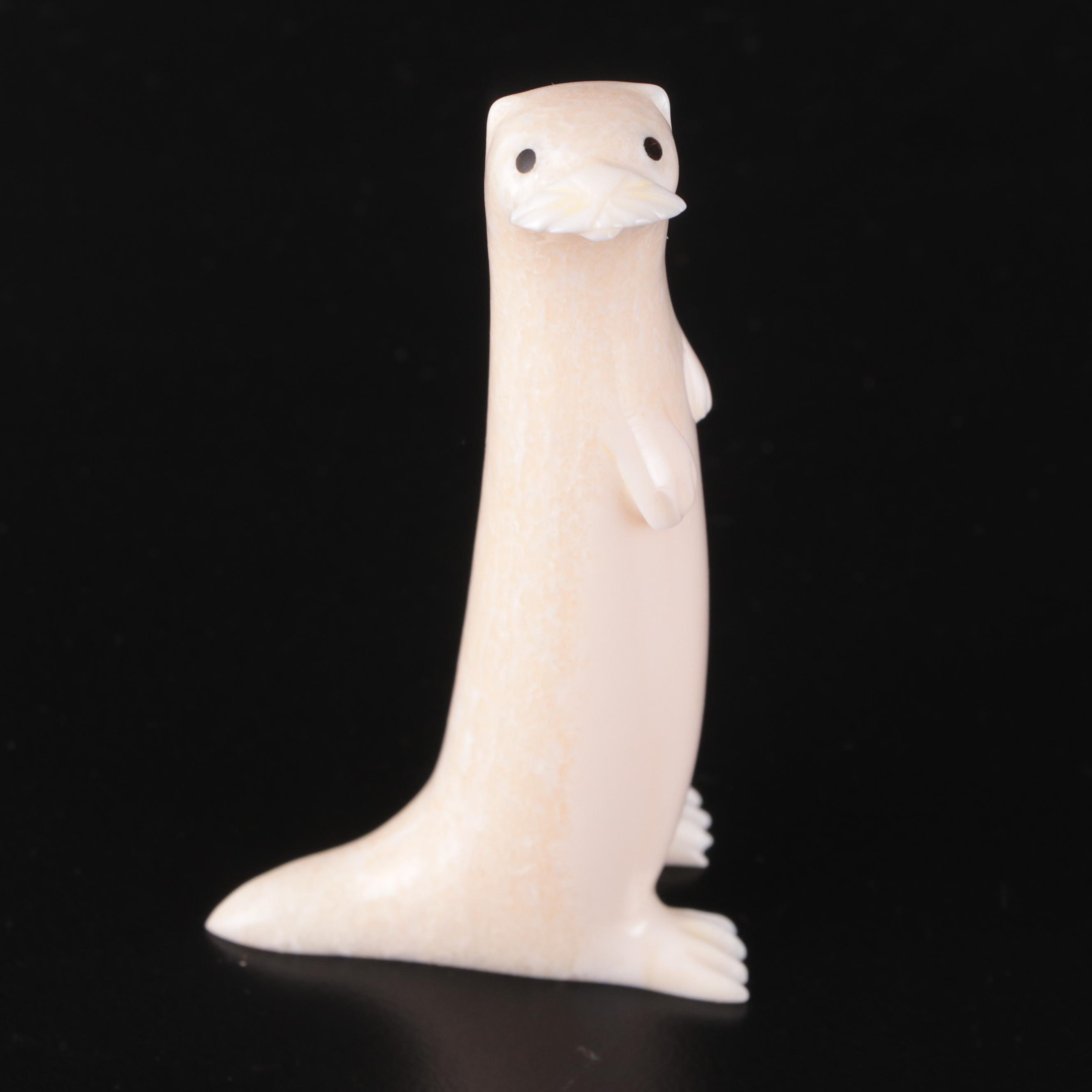 Native Alaskan Hand-Carved Walrus Ivory Weasel, Swan and Whale ...