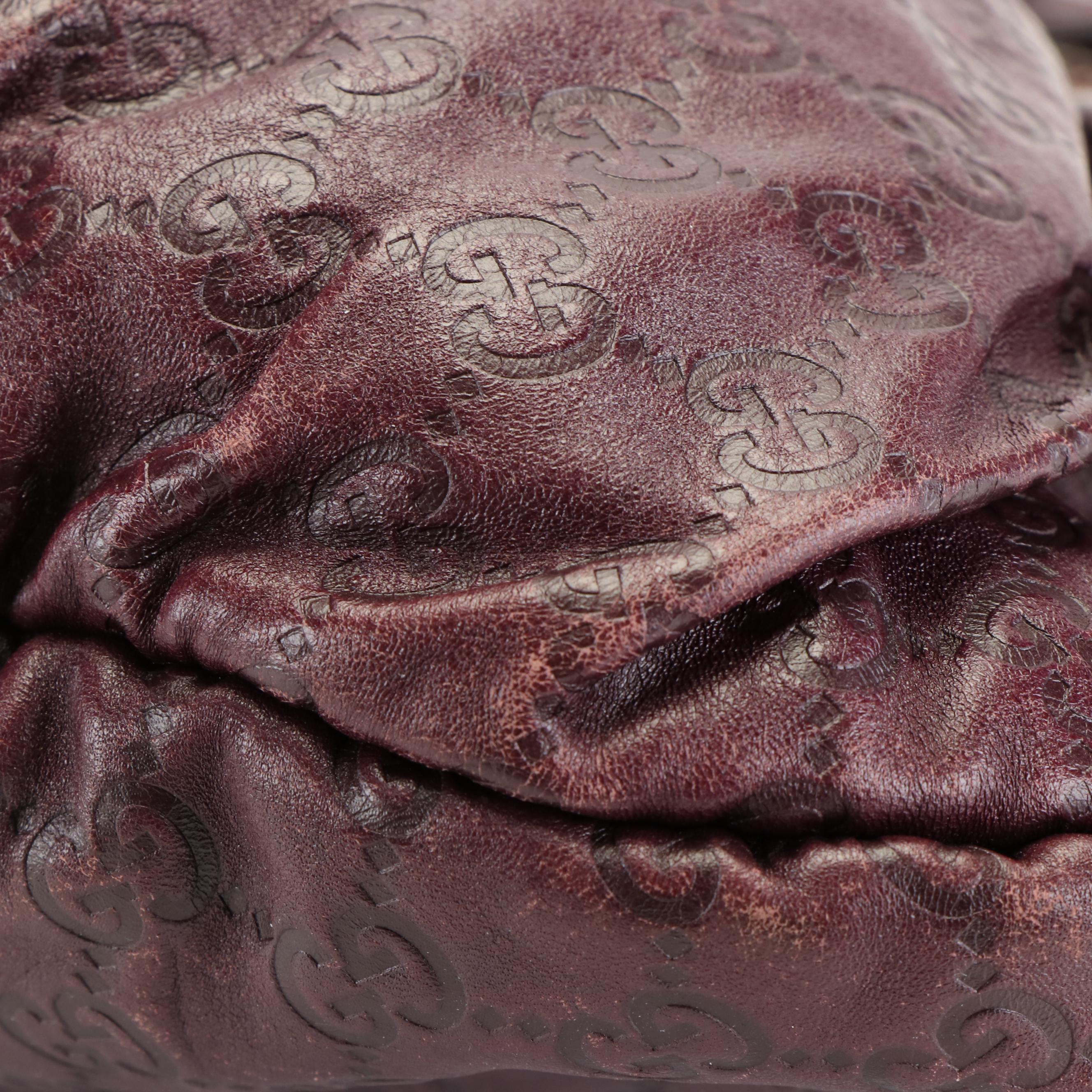 Gucci GG Monogram Studded Pelham Medium Tote in Maroon Leather | EBTH