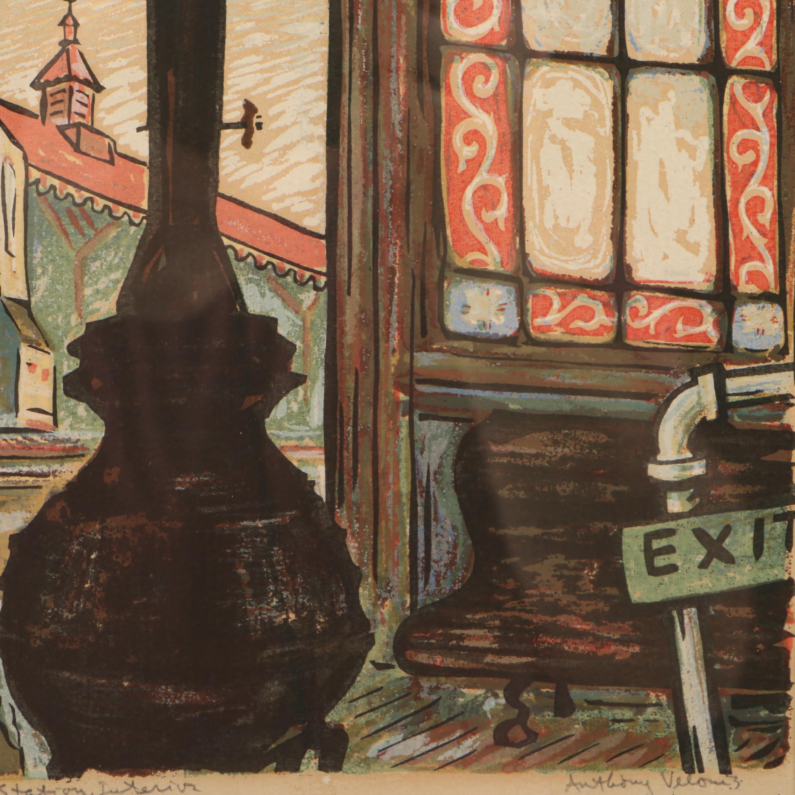 Anthony Velonis Serigraph "'L' Station, Interior" | EBTH