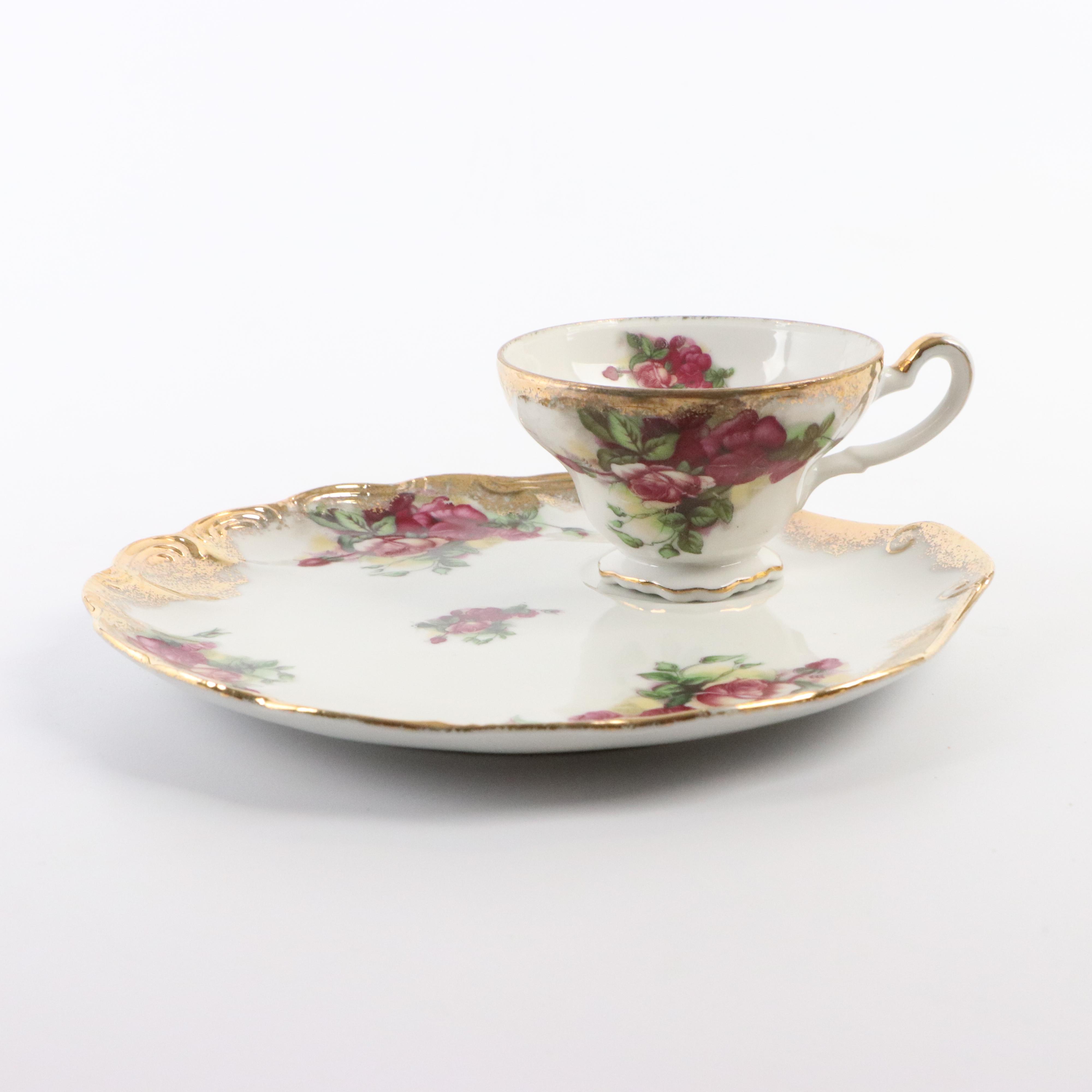 Royal Sealy Shell-Shaped Snack Plate Set with Rose Motif | EBTH