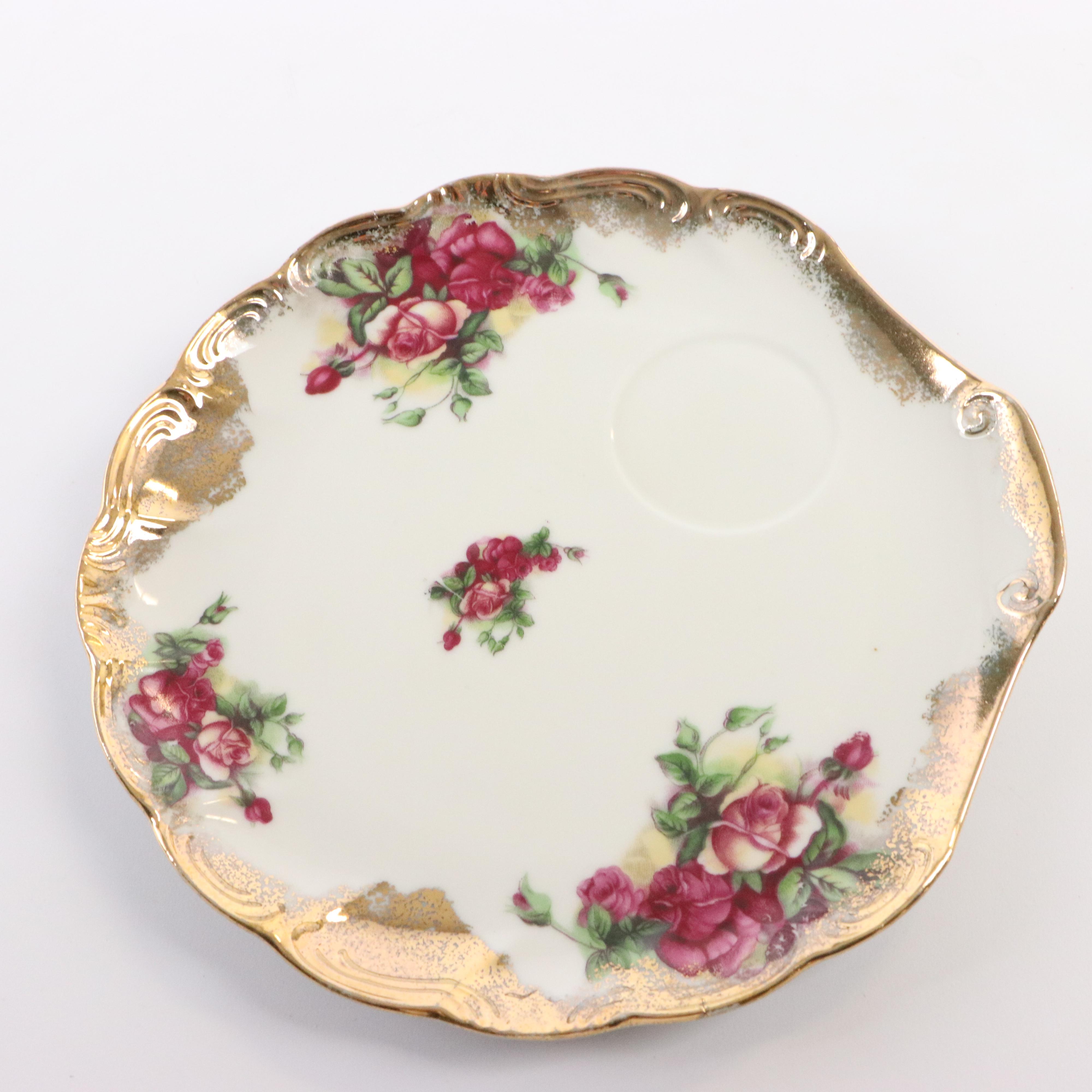 Royal Sealy Shell-Shaped Snack Plate Set with Rose Motif | EBTH