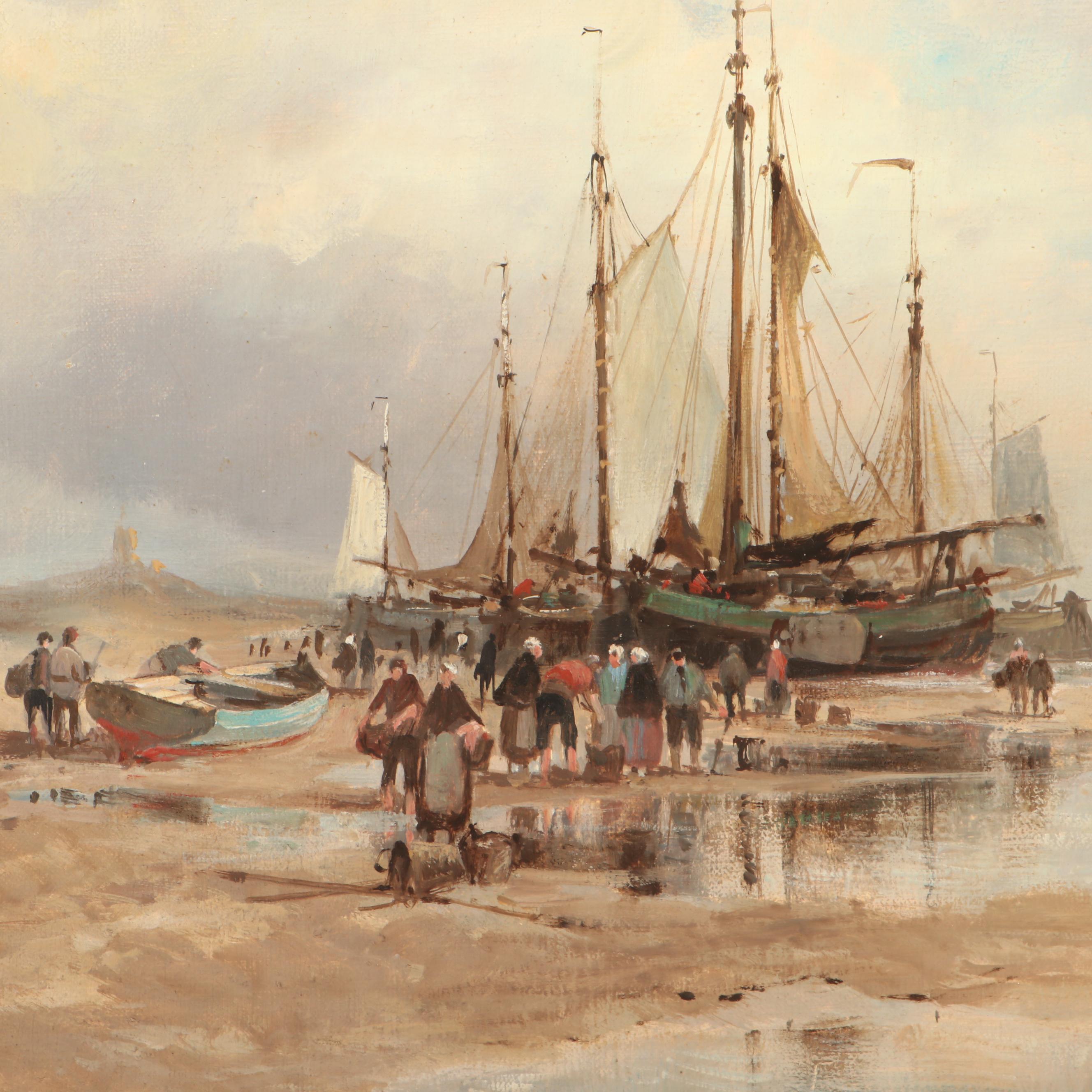 Leendert de Vogel Oil Painting of Harbor Scene | EBTH