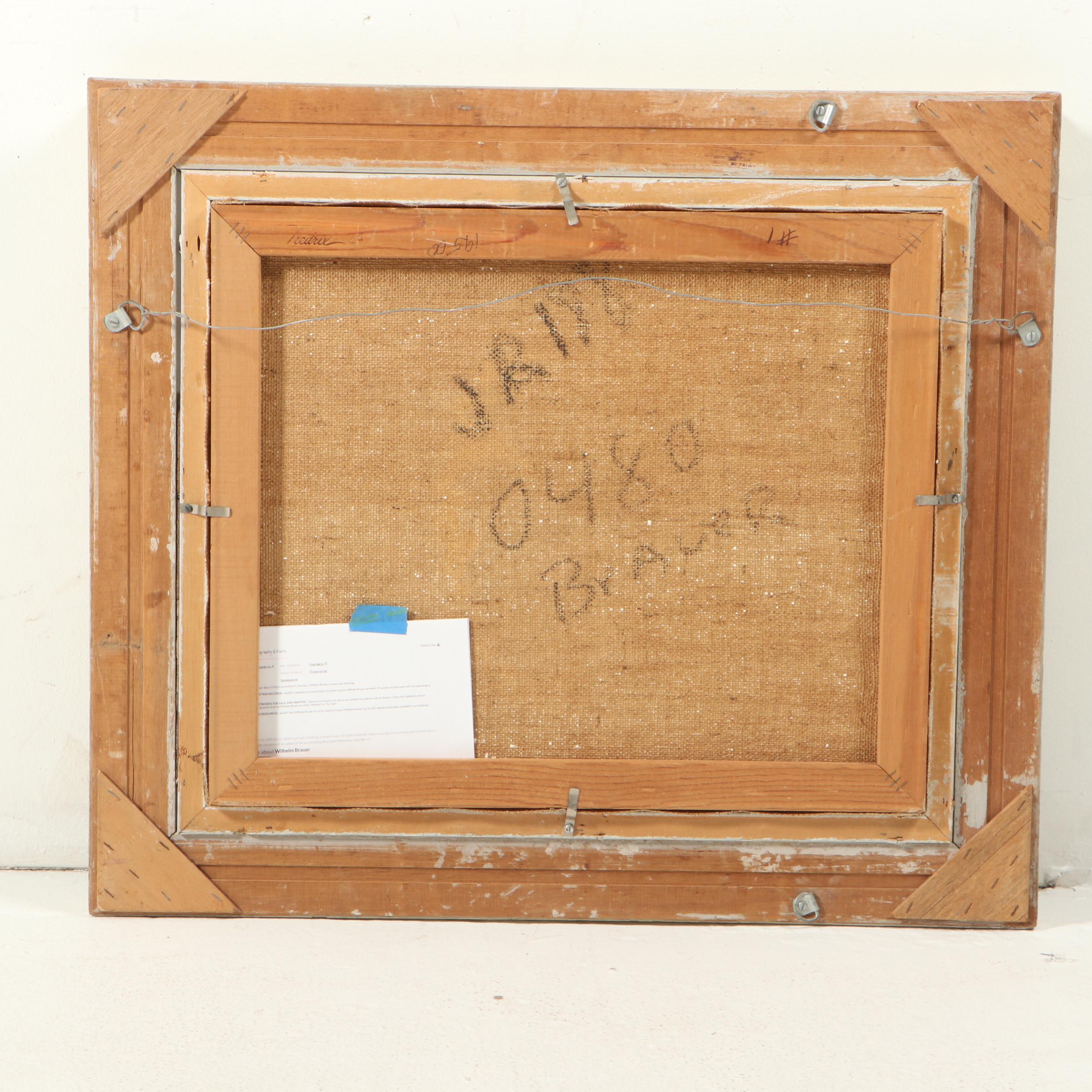 Wilhelm Brauer Bucolic Landscape Oil Painting With Cottage and Stream ...