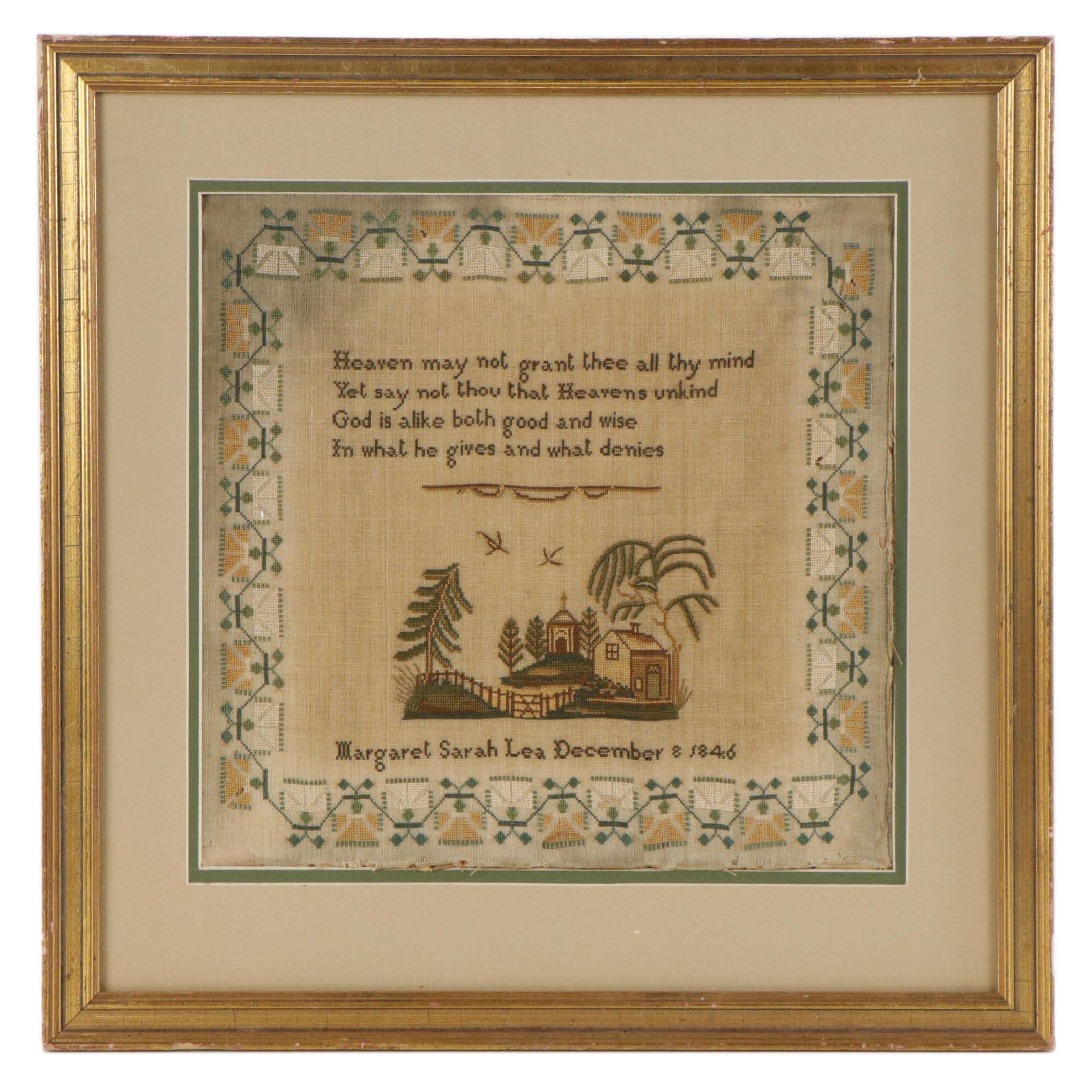 Victorian Cross-Stitch Sampler by Margaret Sarah Lea, 1846 | EBTH