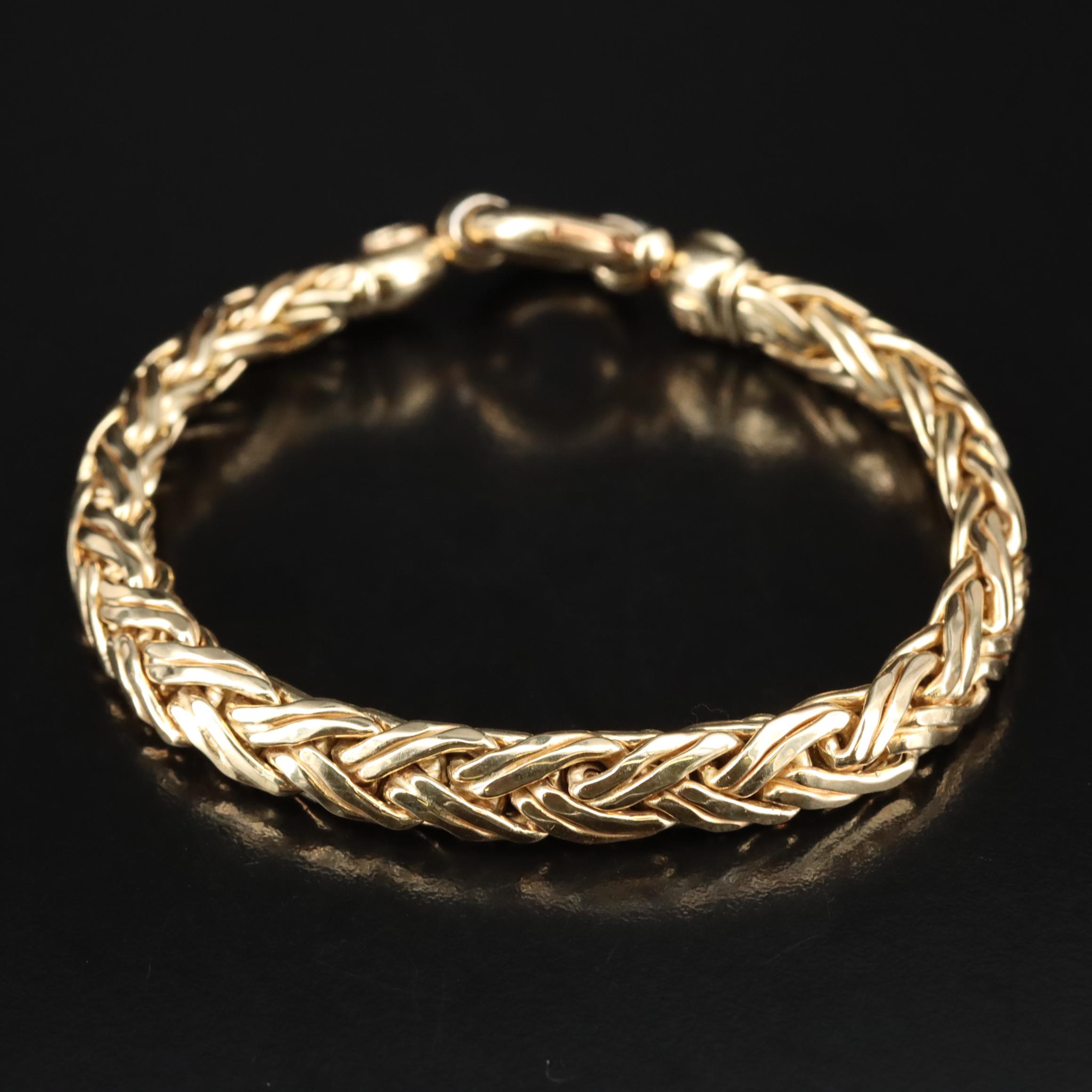 Italian 14K Gold Braided Bracelet with Sapphire Accent | EBTH