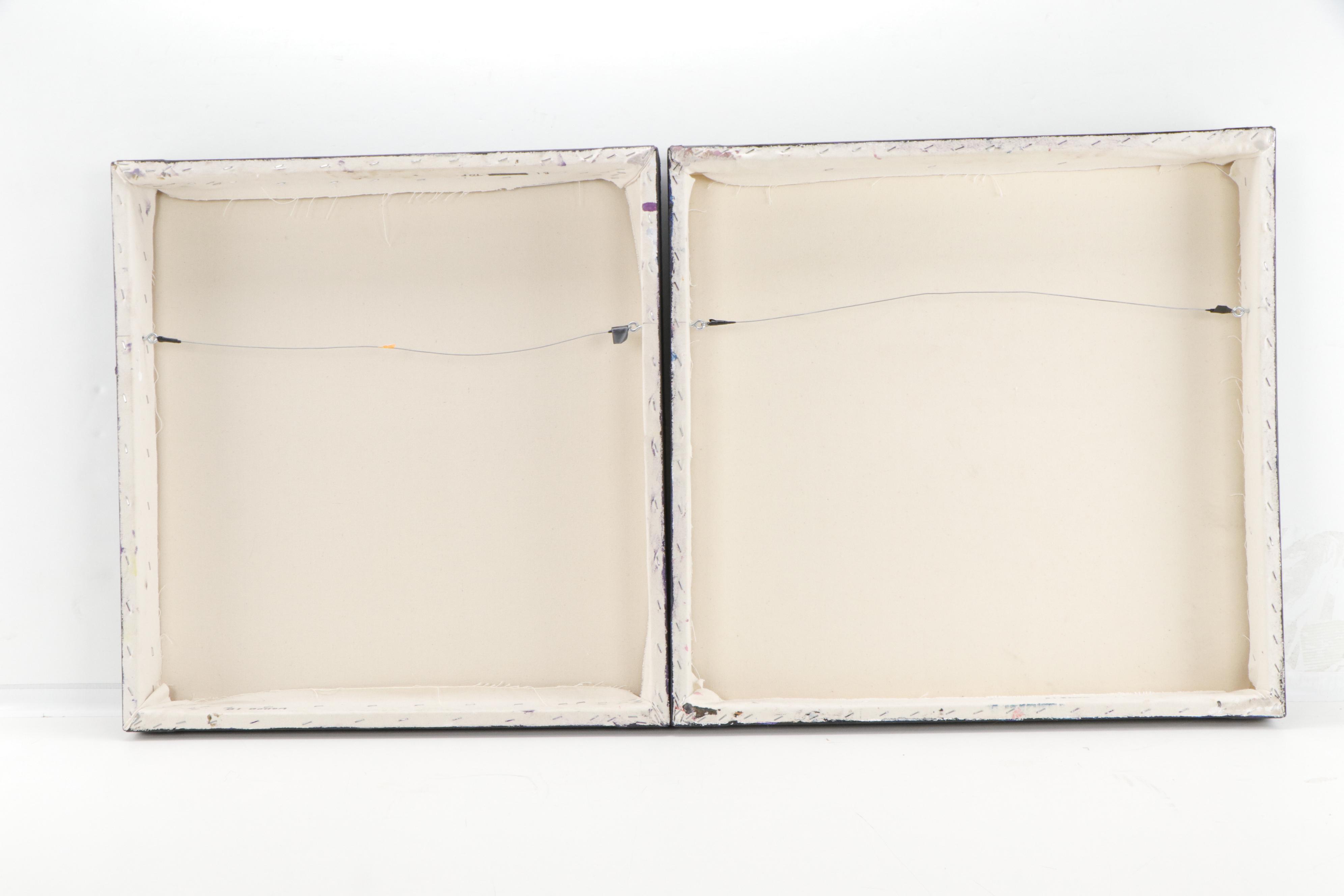 Andrea Rountree Mixed Media Quadriptych Painting of Birds with Text ...