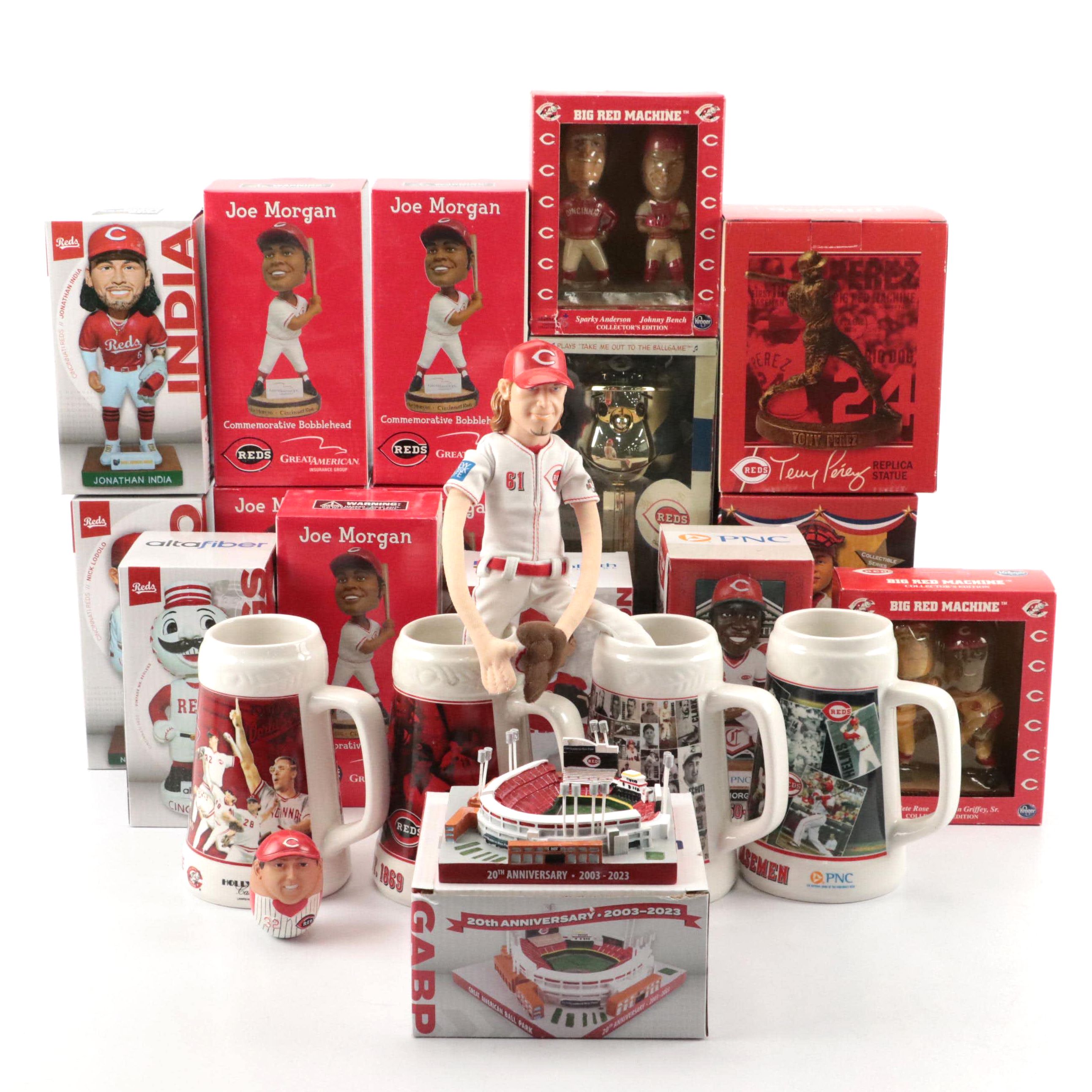 Cincinnati Reds Bobbleheads with Beer Steins, Pez Dispenser, and More ...