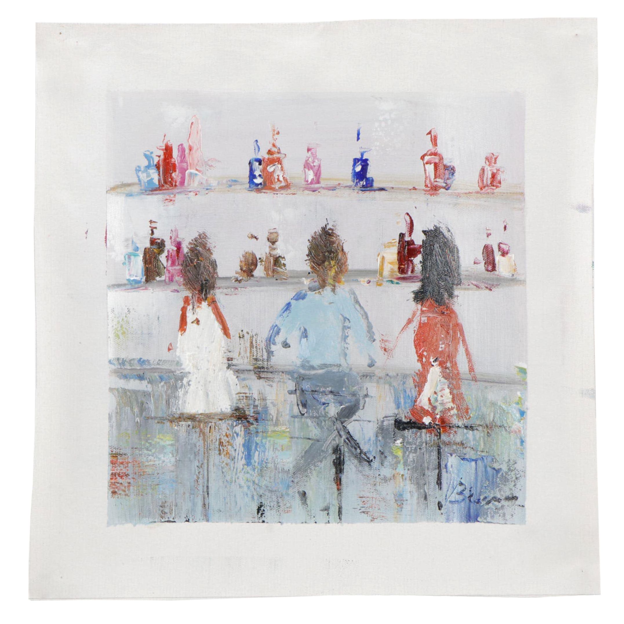 Bing Abstract Oil Painting of Cafe Scene, 21st Century | Everything But ...