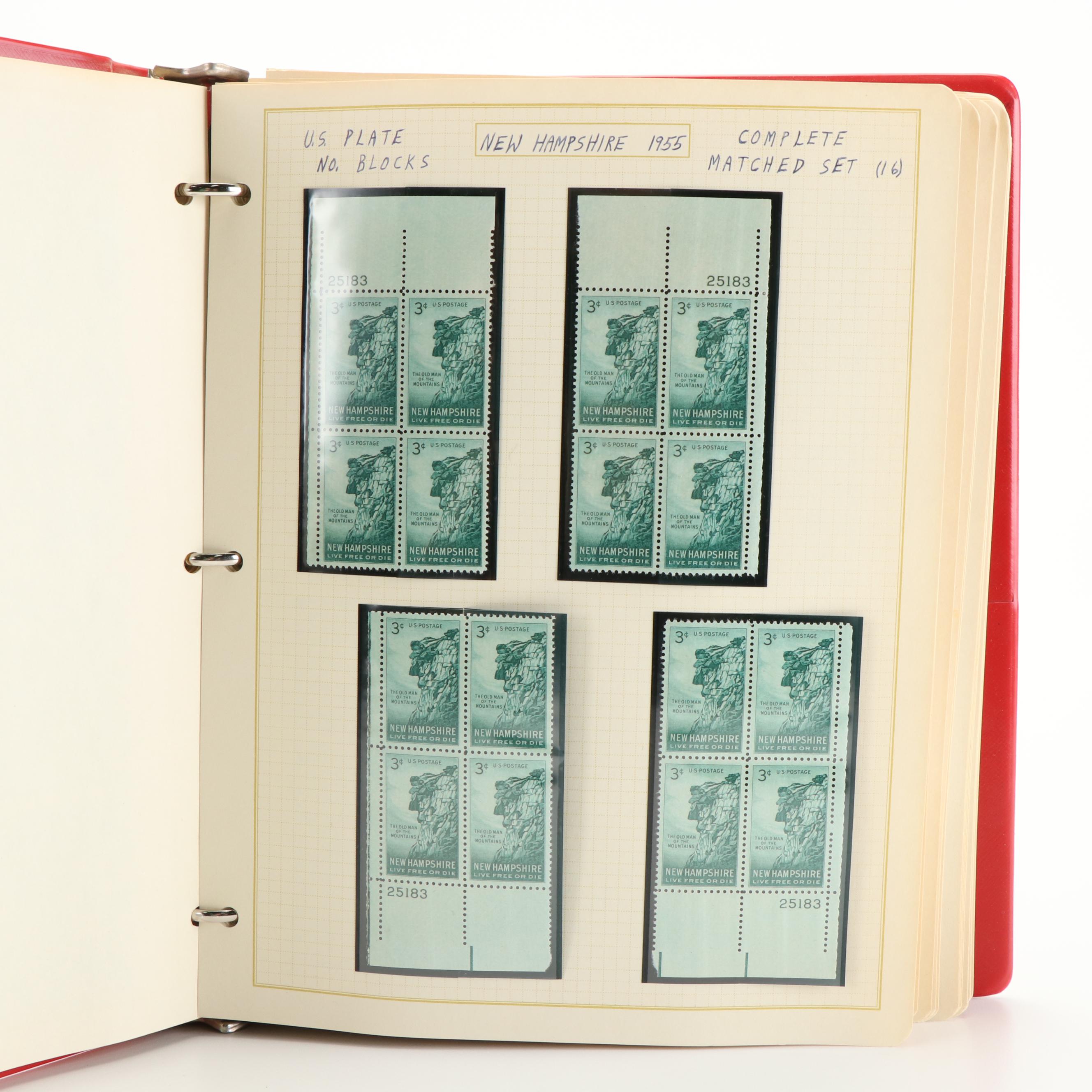 Album of 248 3 and 4-Cent Postage Stamp Plate Blocks, 1940s and 1950s ...