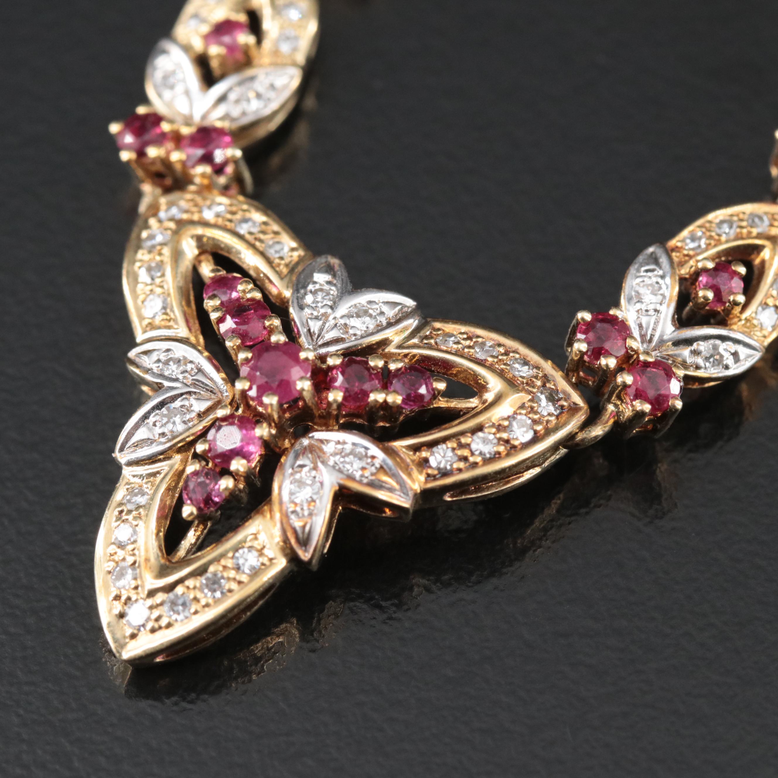 14K Ruby and Diamond Necklace | EBTH