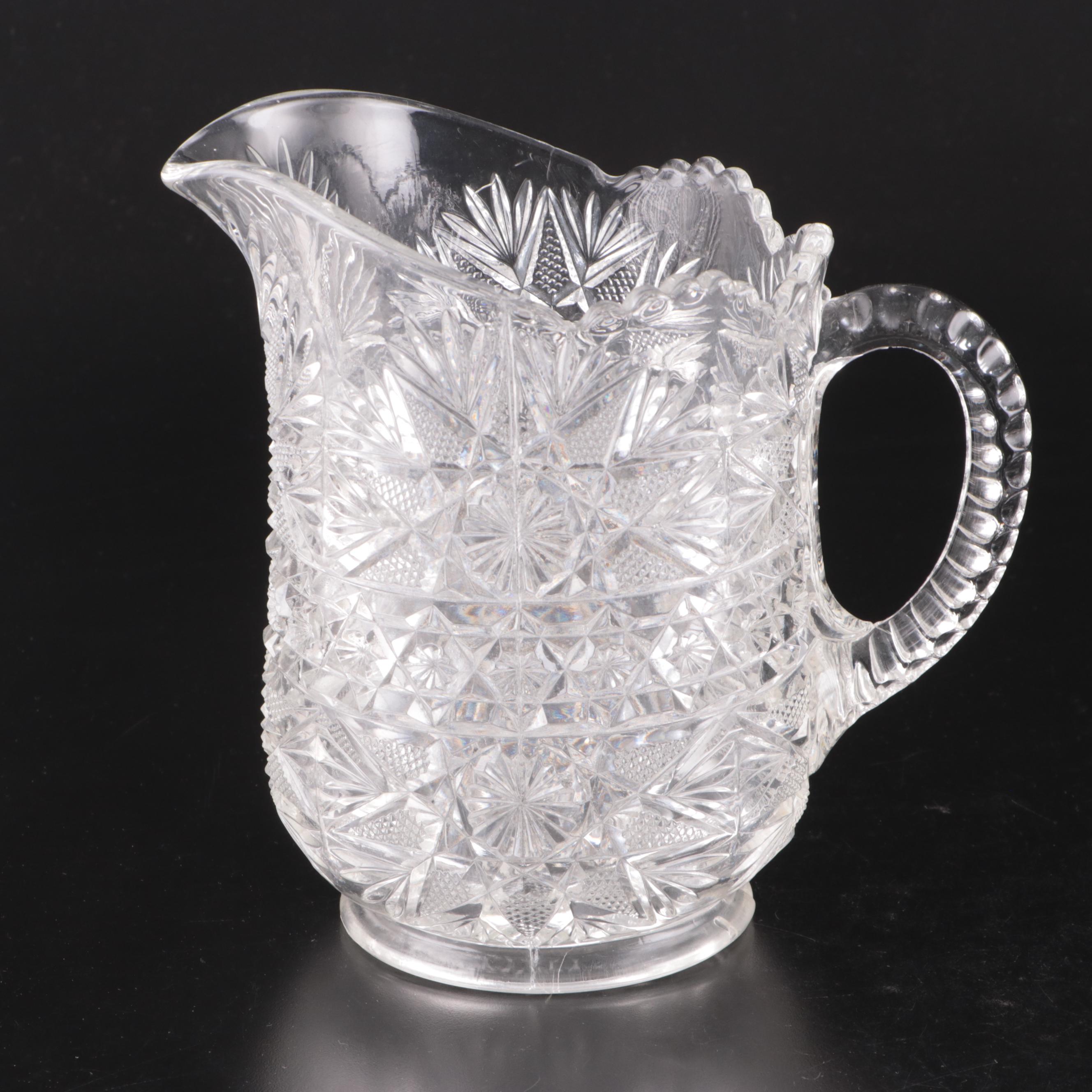 American Brilliant Style Pressed and Etched Glass Pitchers, 20th ...