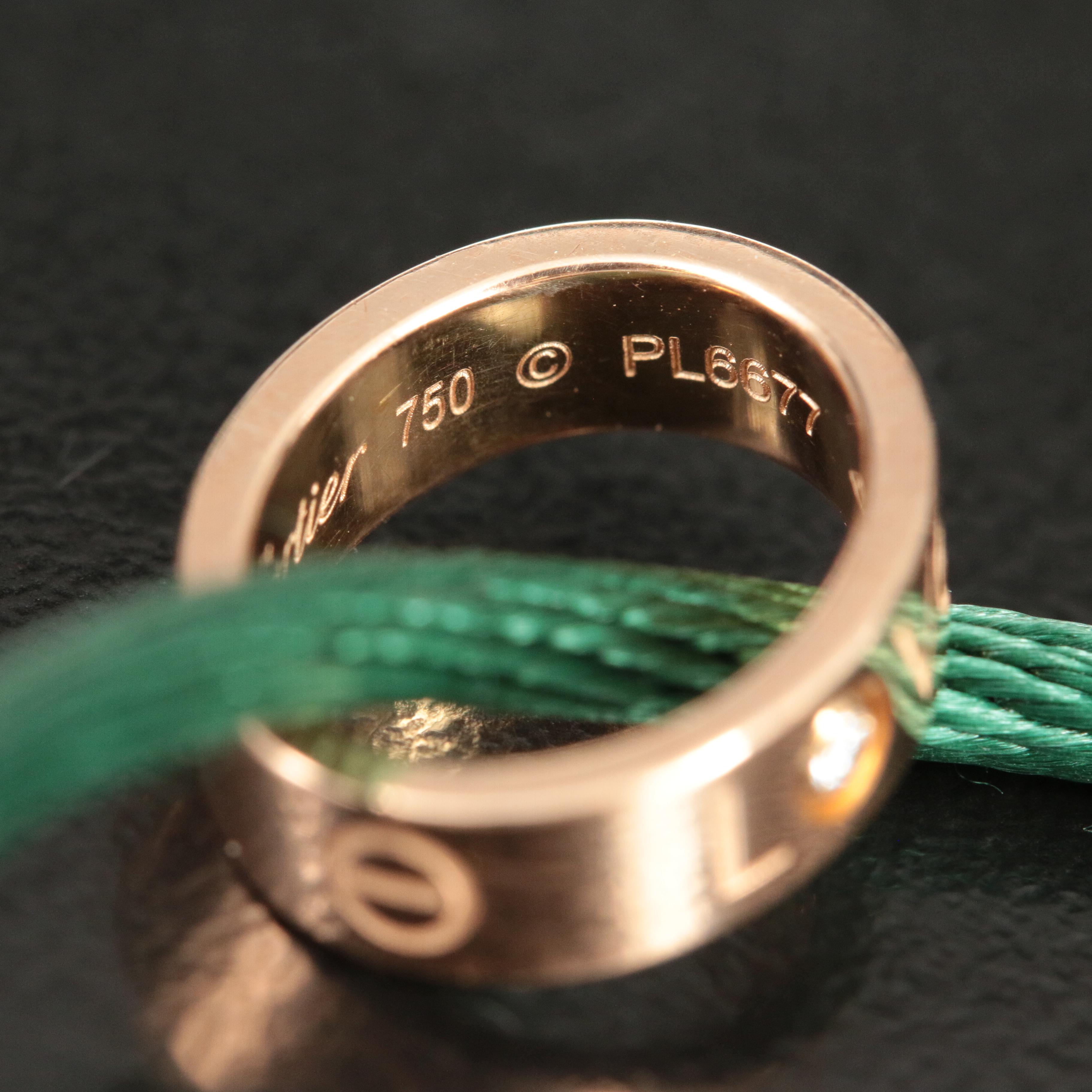 Cartier 'LOVE' 18K Rose Gold and Diamond Oval Charm on a Green Silk ...