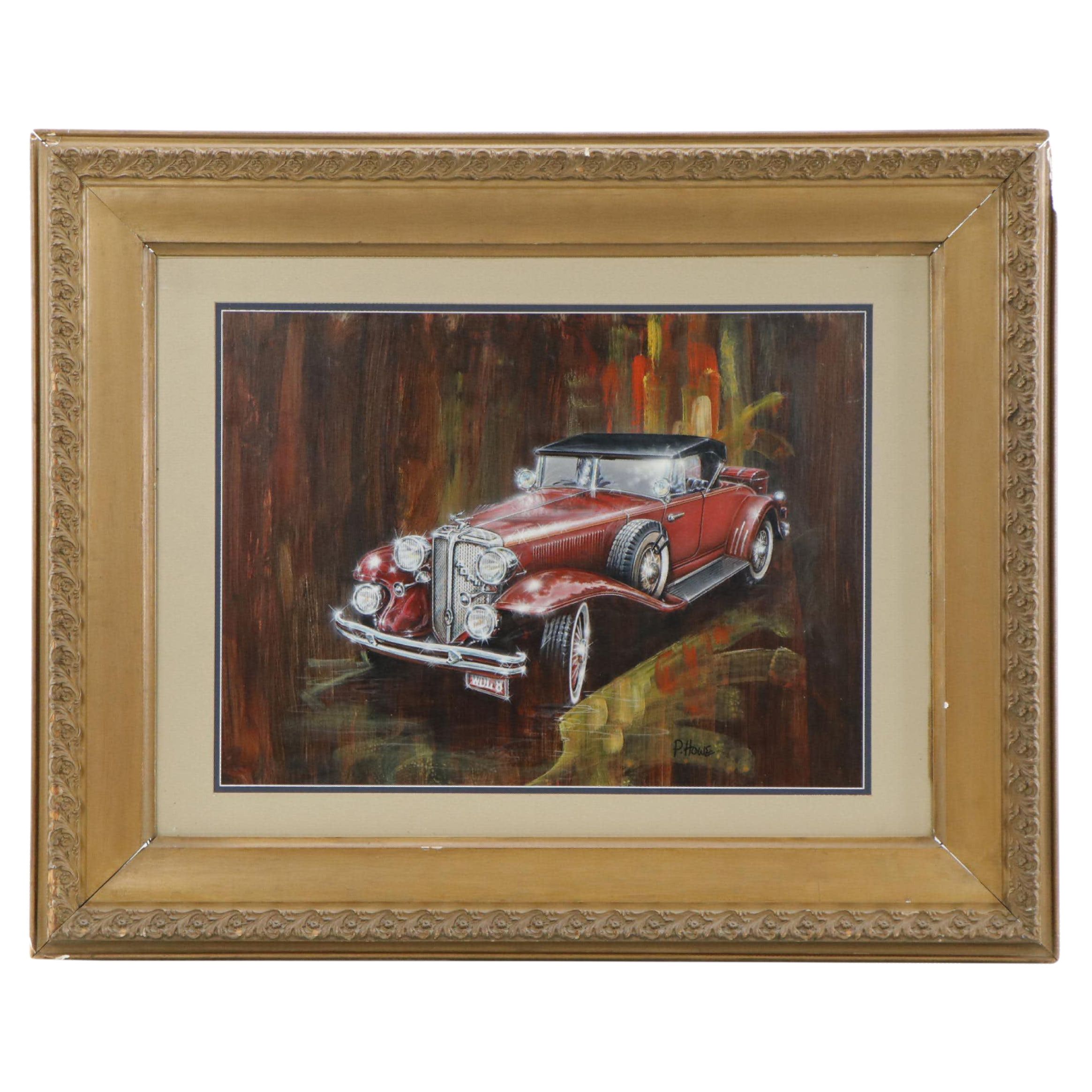 P. Howe Acrylic Painting of Classic Automobile | EBTH