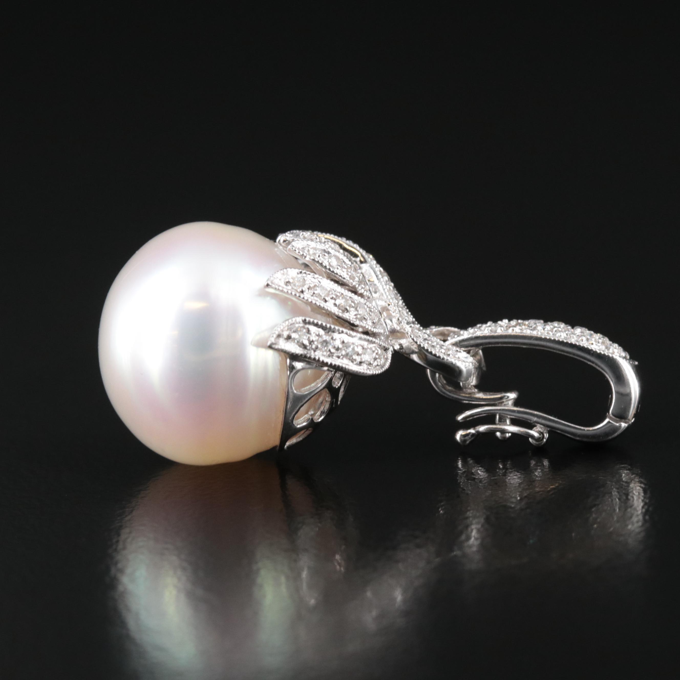 18K Pearl and Diamond Enhancer Pendant with GIA Report | Everything But ...