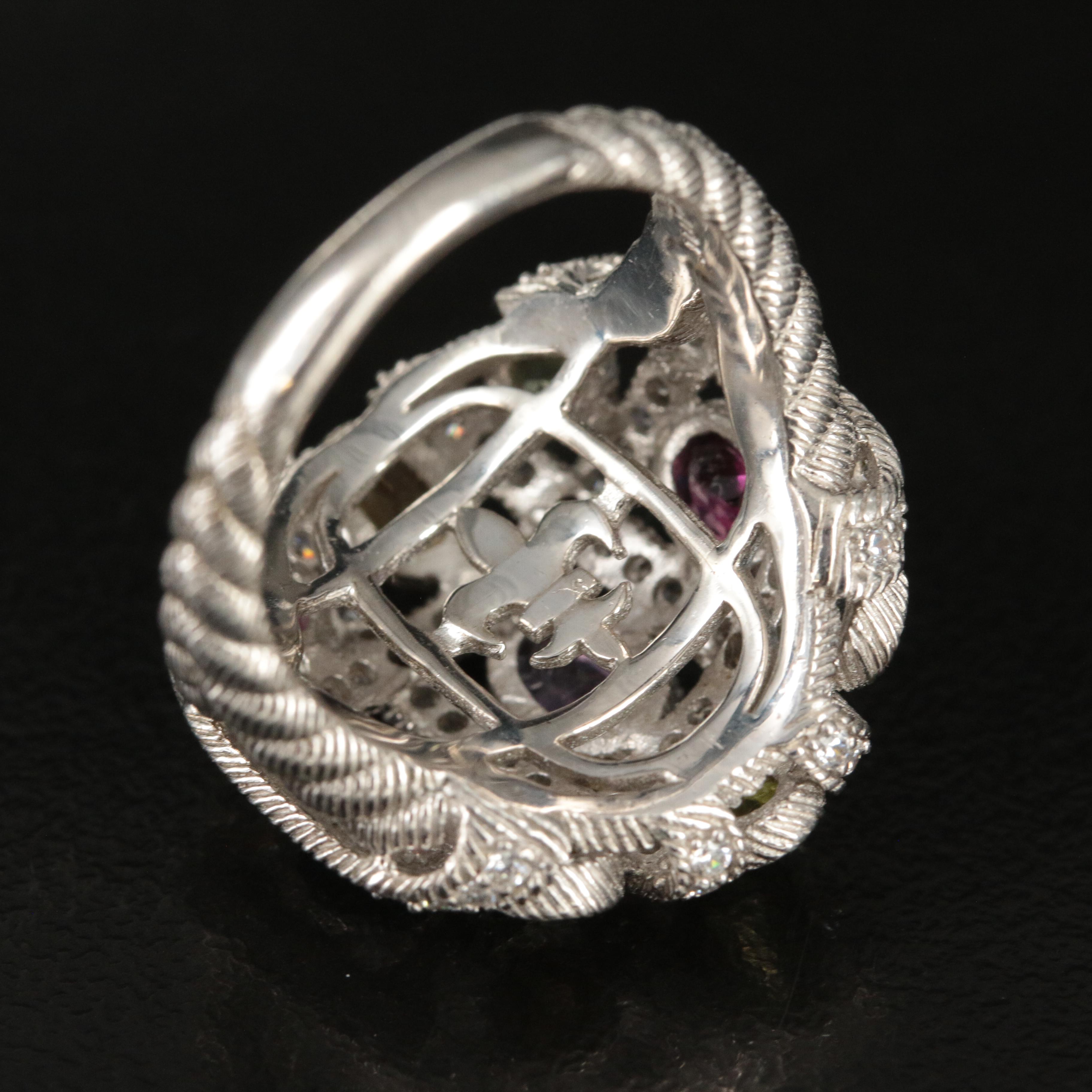 Judith Ripka Sterling Amethyst, Garnet and Gemstone Ring | EBTH