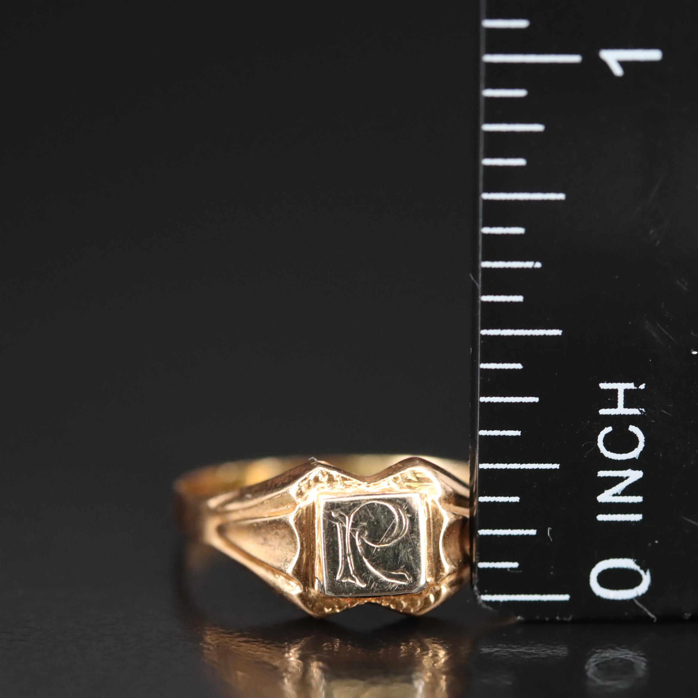 Vintage 18K Rose Gold Letter "R" Ring | Everything But The House