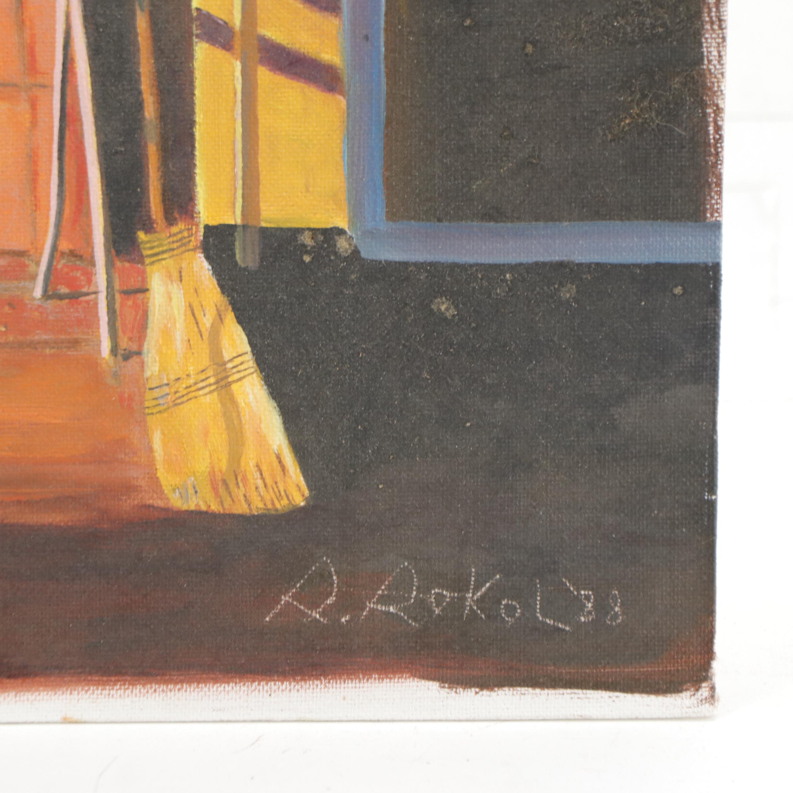 S.M. Sokol Acrylic Painting of Chair, 1988 | EBTH