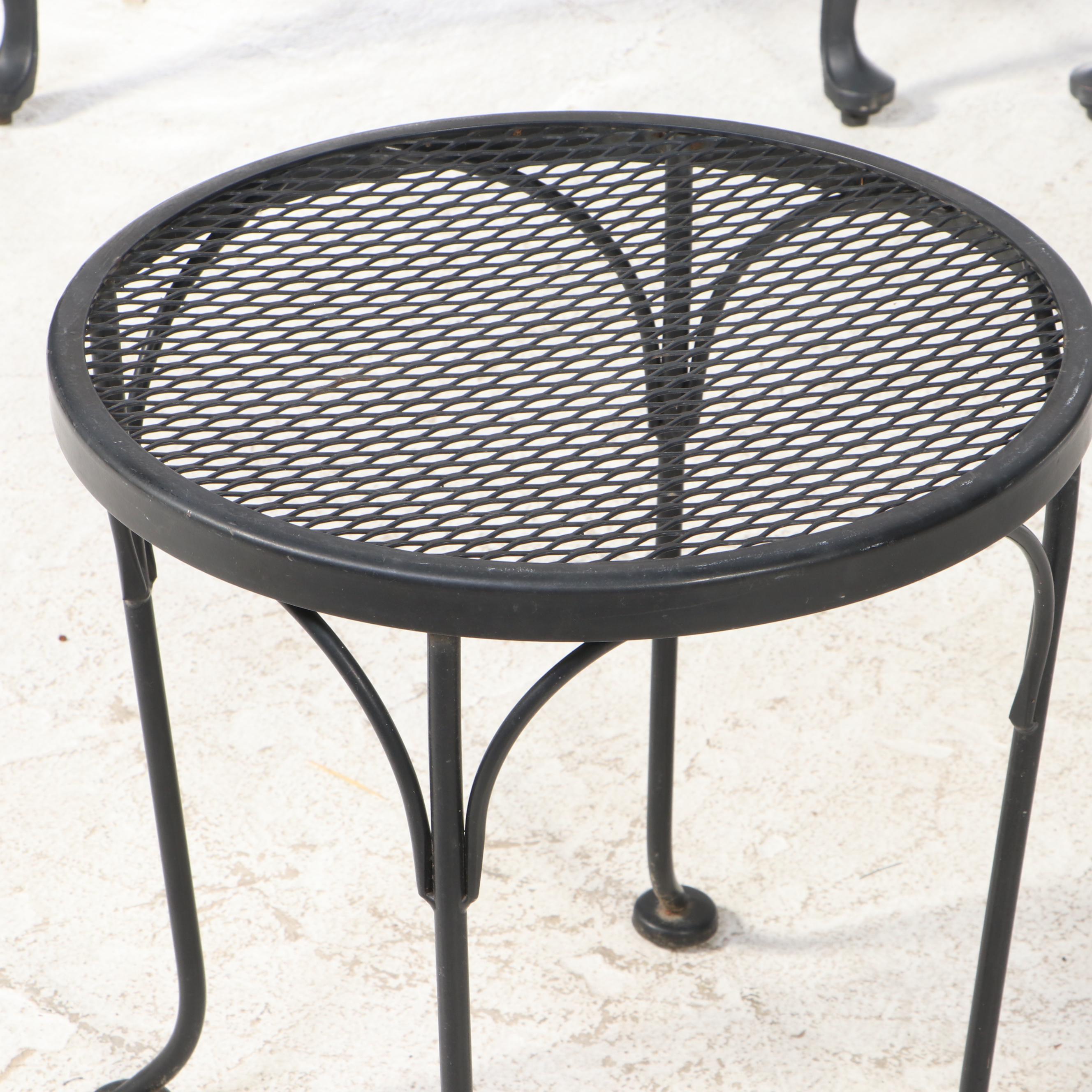 Four-Piece Cast Aluminum Patio Lounge Set with Wrought Iron Accent ...