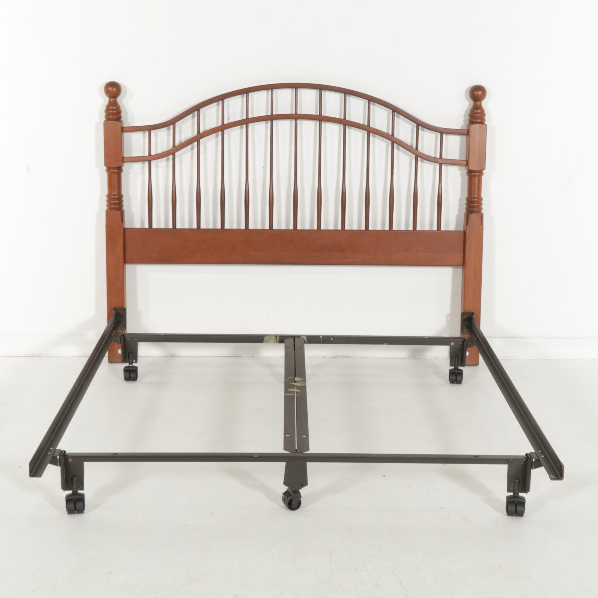 American Primitive Style Cherry Queen Size Headboard with Metal ...