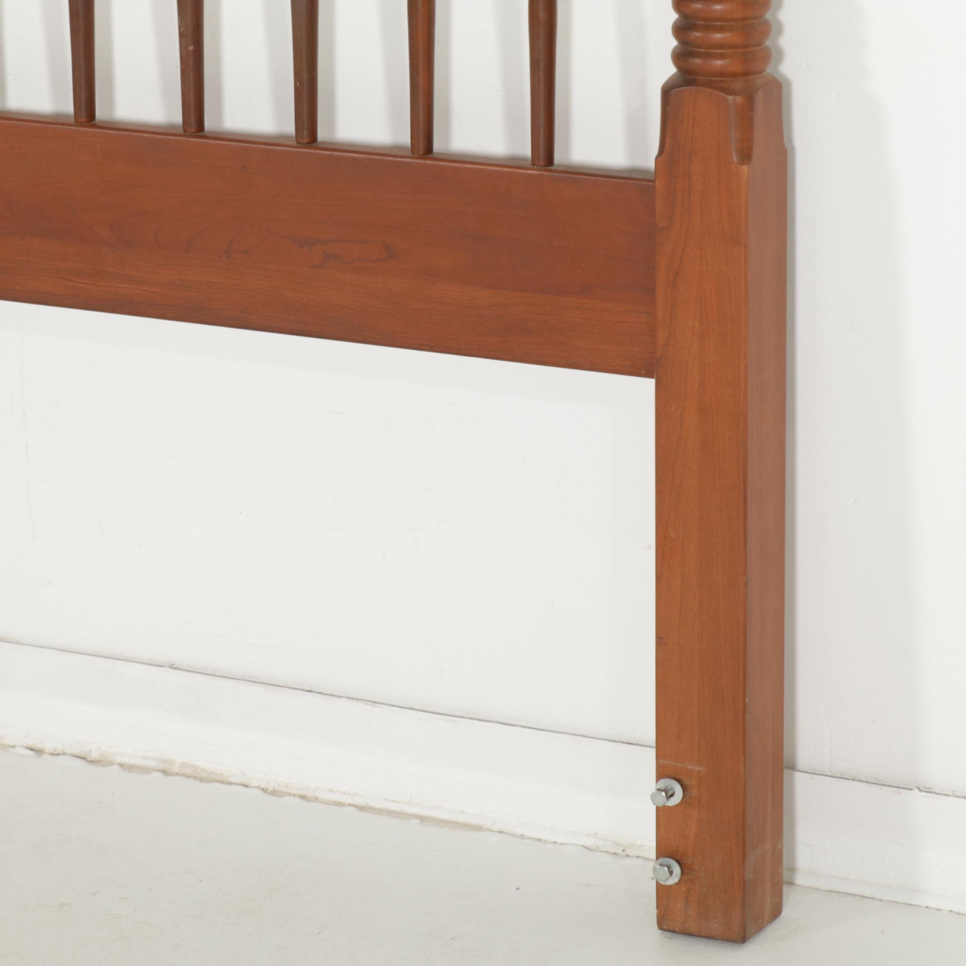 American Primitive Style Cherry Queen Size Headboard with Metal ...