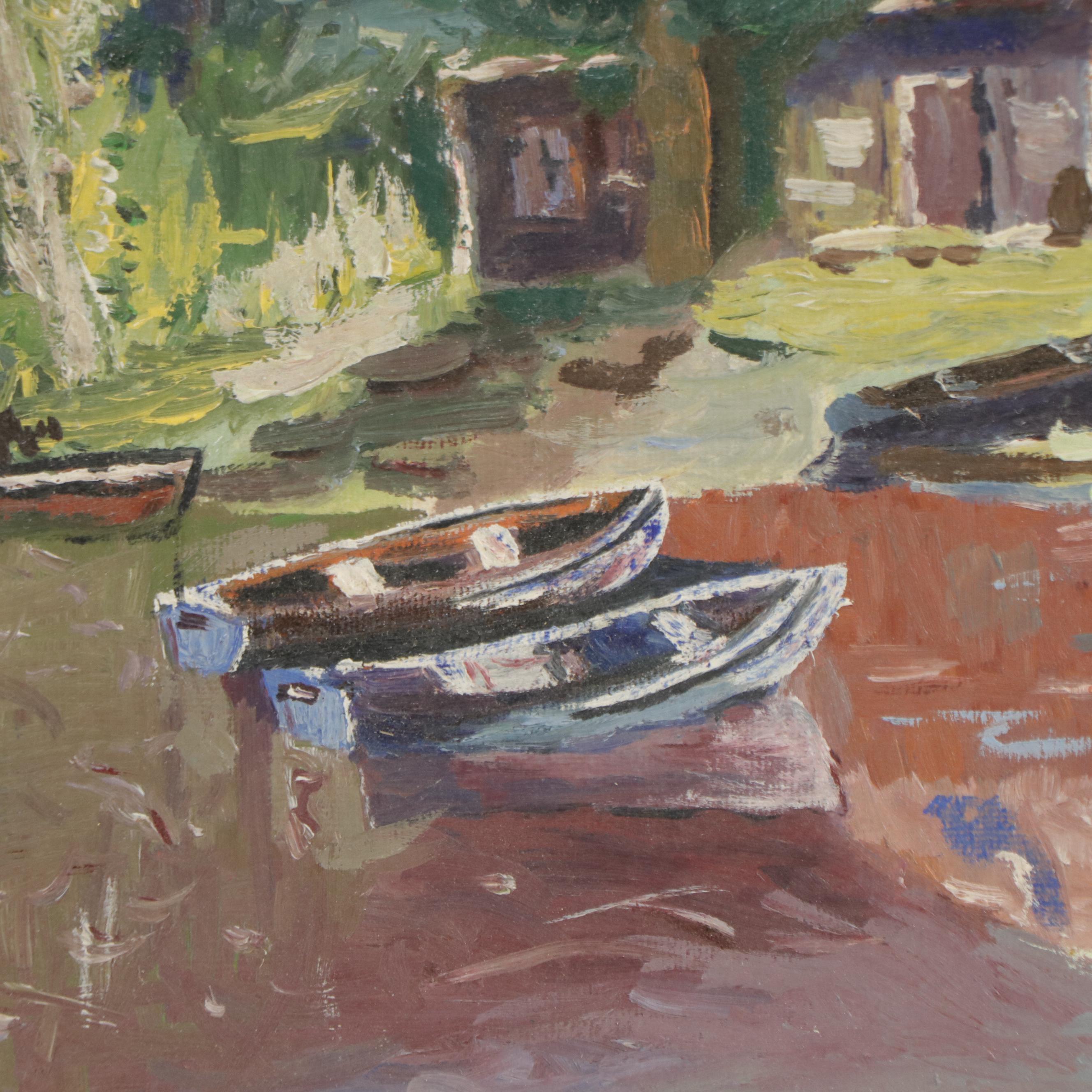 Stephen Sokol Oil Painting of Lakeshore, 1965 | EBTH