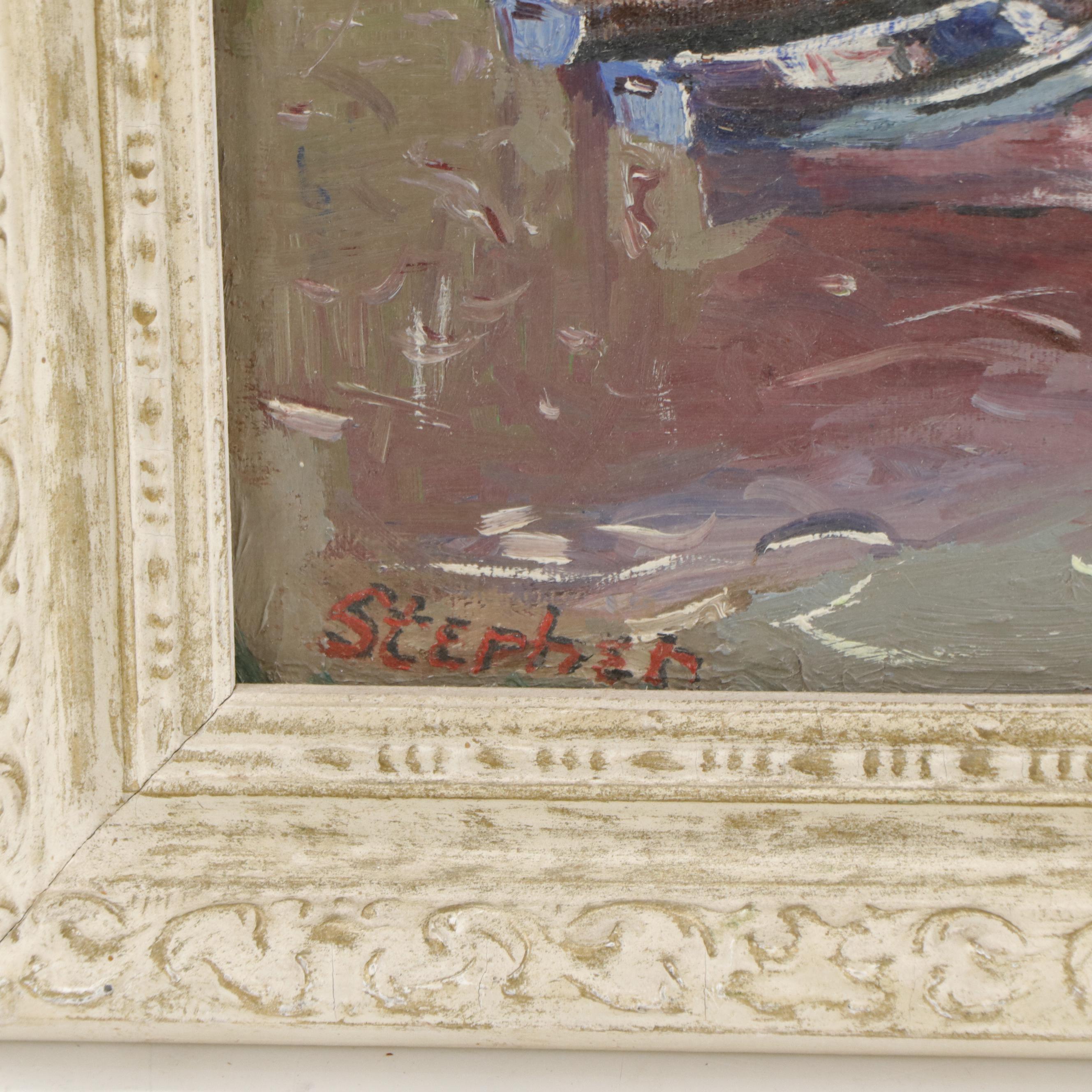 Stephen Sokol Oil Painting of Lakeshore, 1965 | EBTH