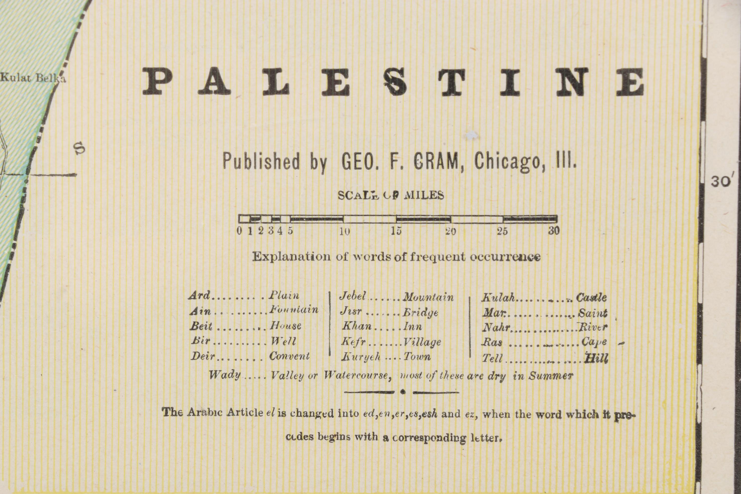George Cram Color Map "Palestine", circa 1900 | EBTH