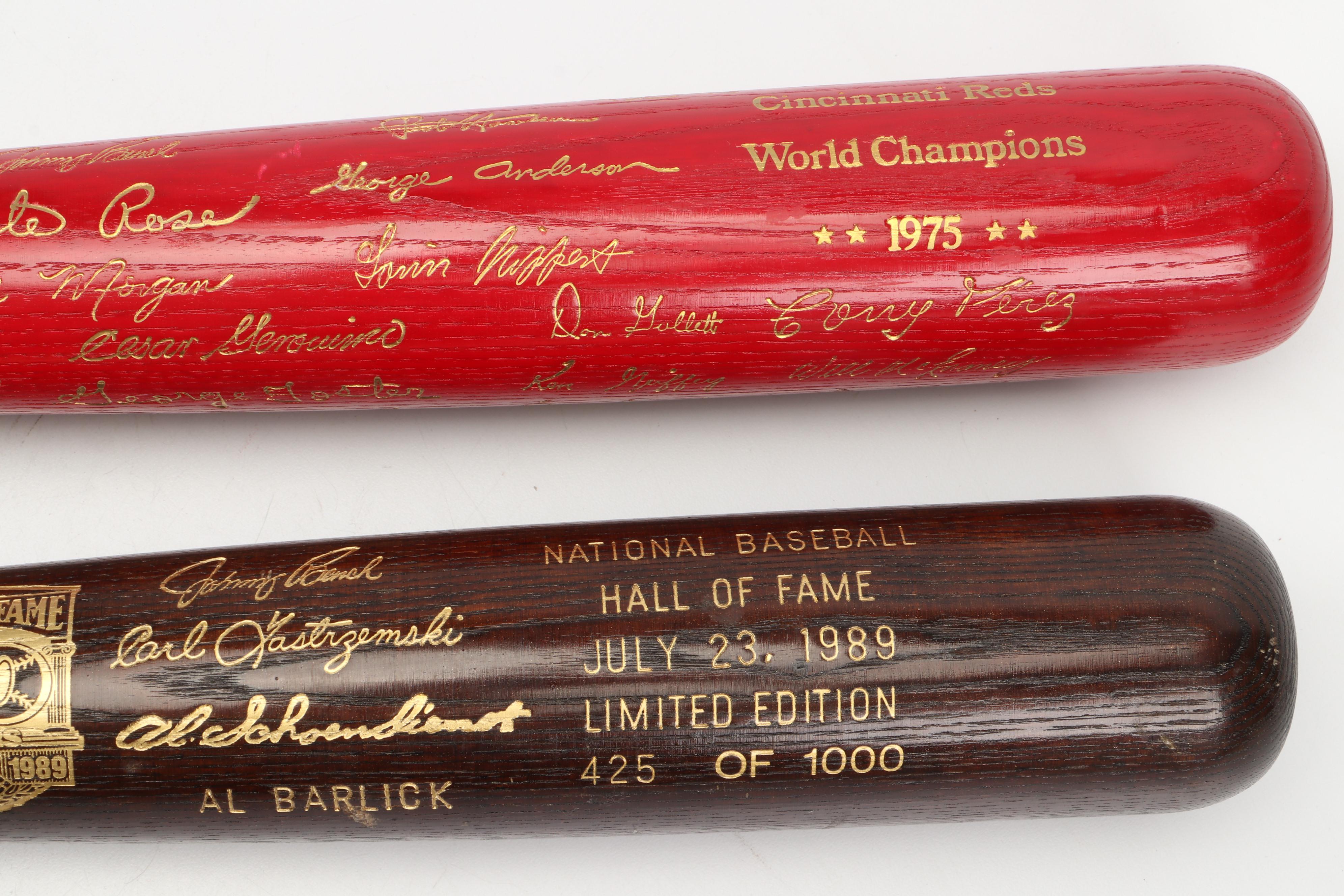 1975 Cincinnati Reds World Series Champions Bat and 89 HOF Bat with ...