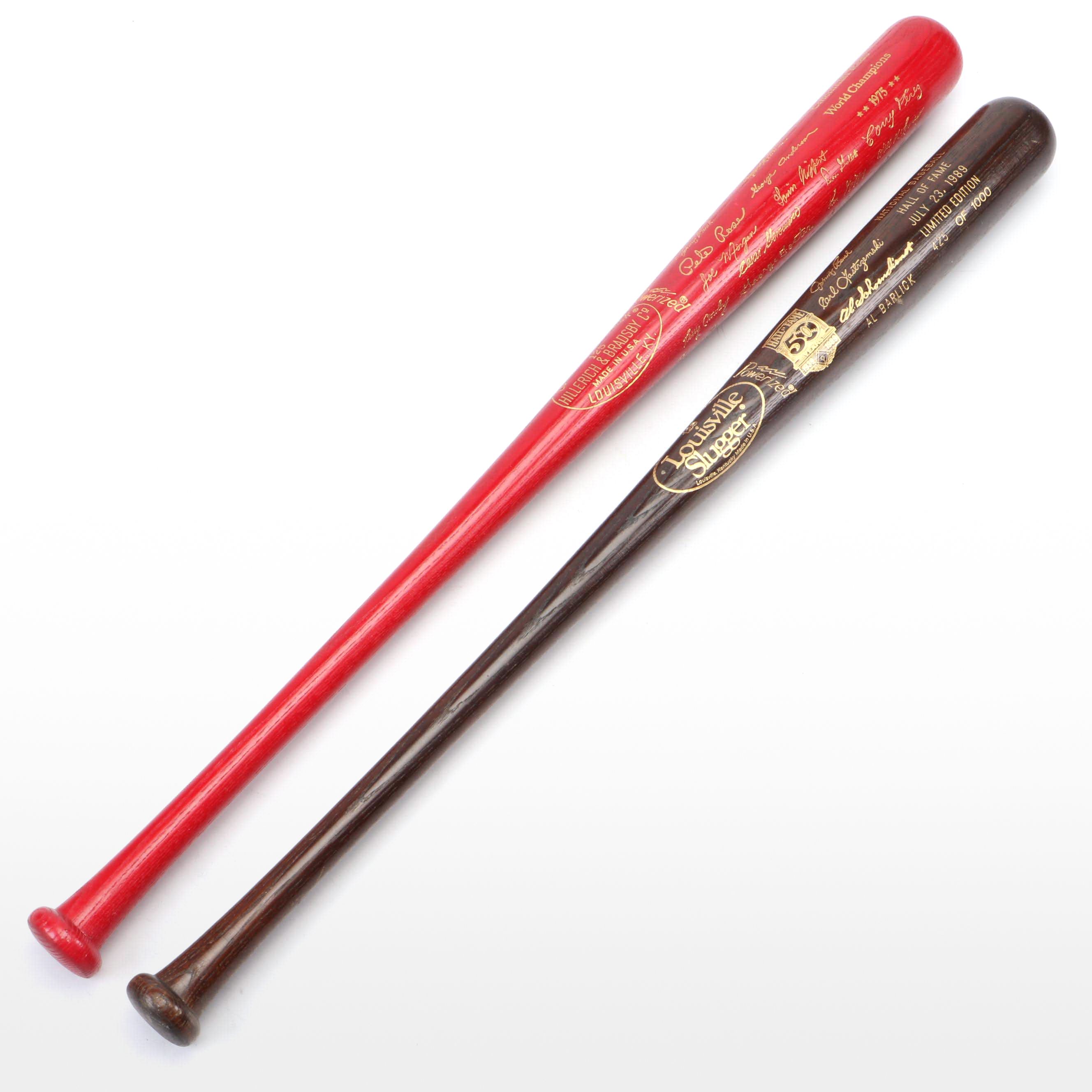 1975 Cincinnati Reds World Series Champions Bat and 89 HOF Bat with ...