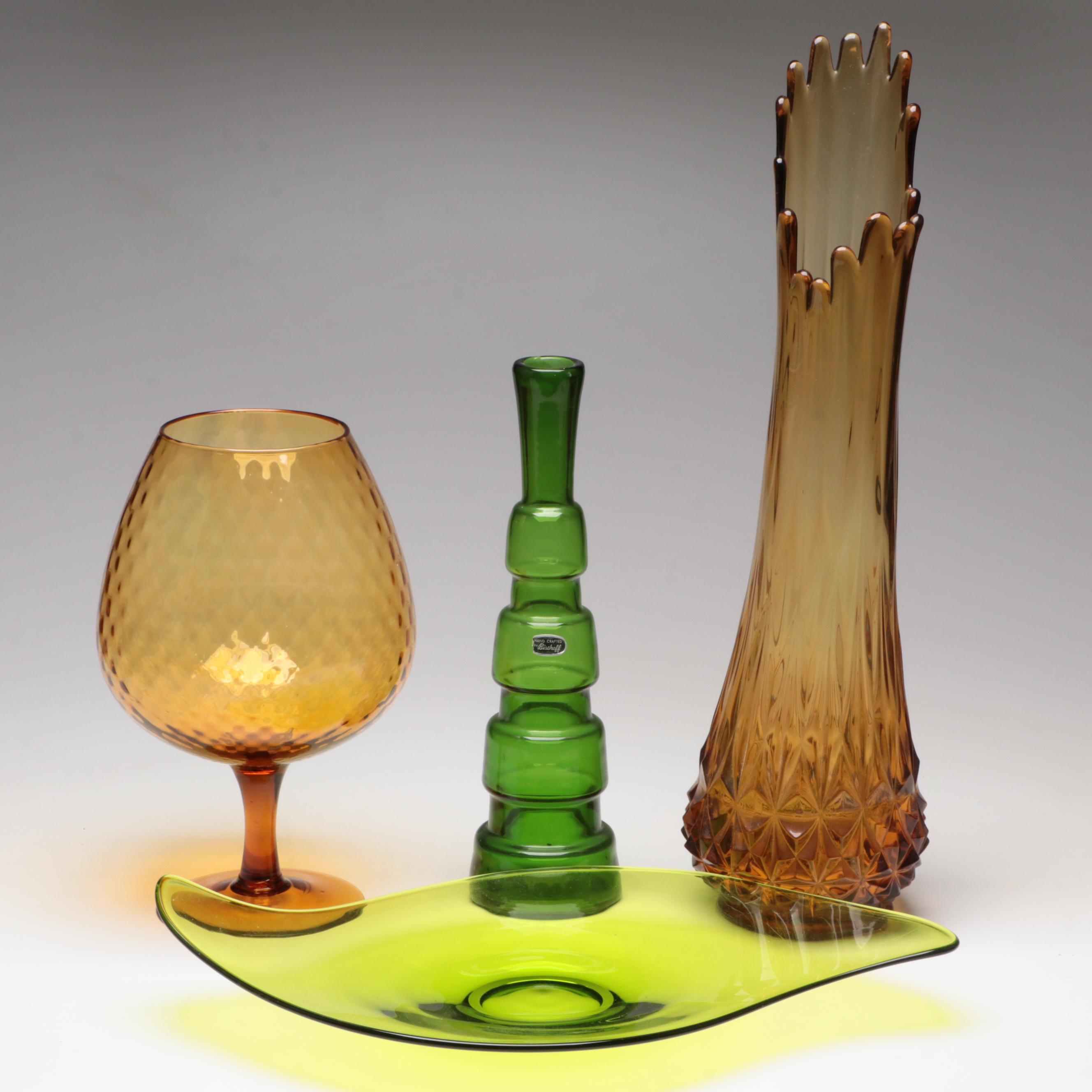 MCM L.E. Smith Swung Glass, Green Bischoff, Empoli Vases, Viking Atomic ...