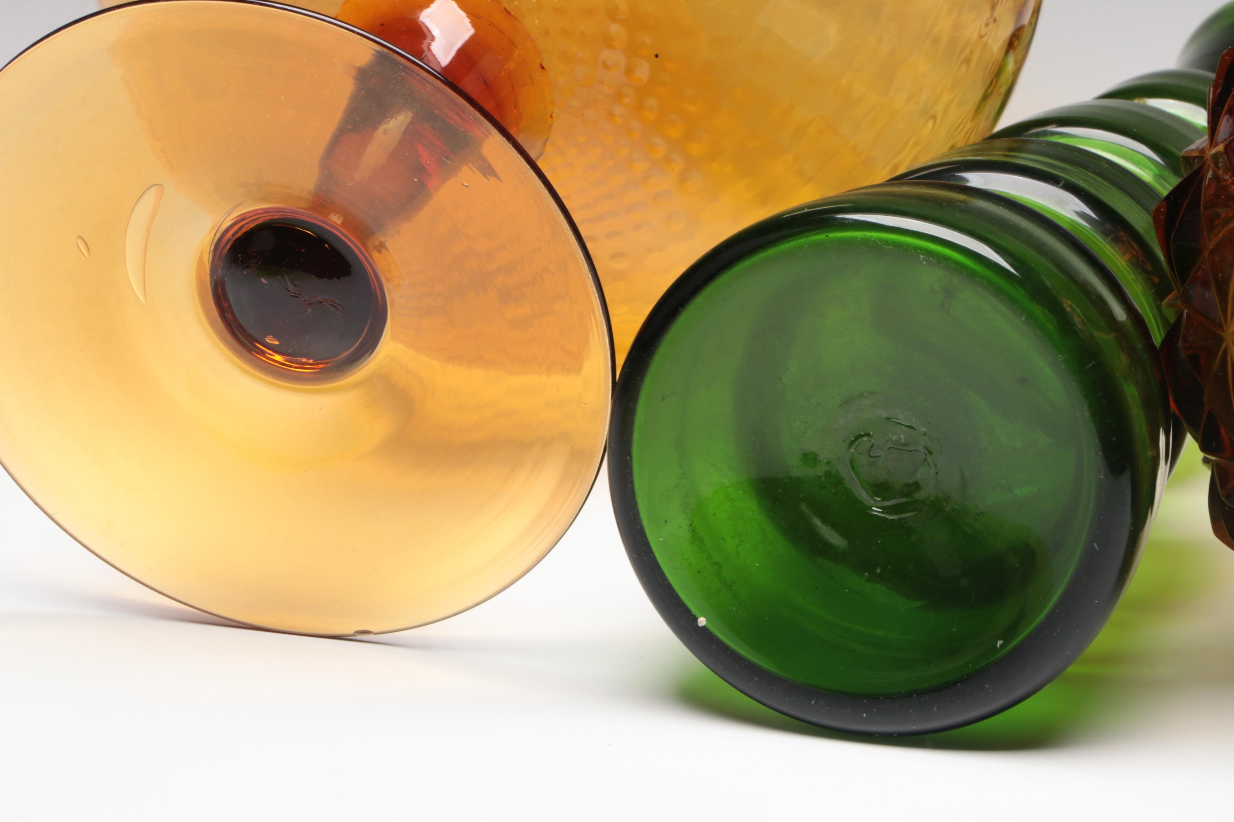 MCM L.E. Smith Swung Glass, Green Bischoff, Empoli Vases, Viking Atomic Tray | EBTH