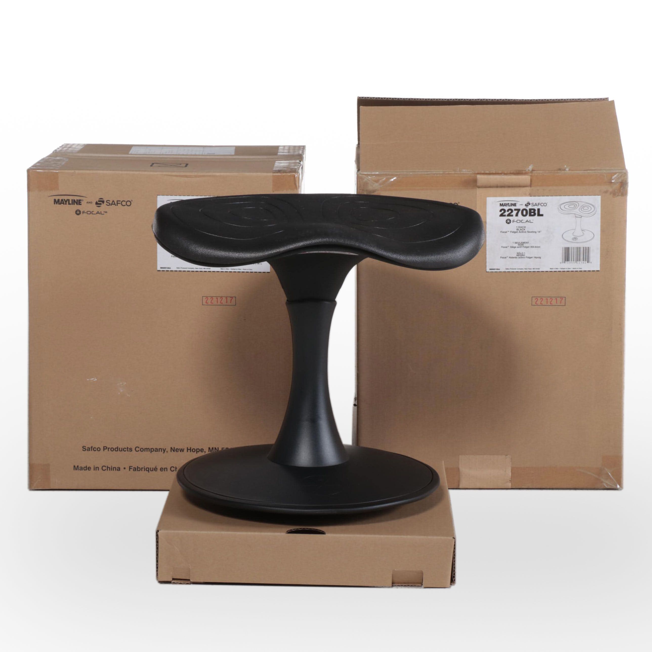 Two Mayline and Safco 14" Focal Fidget Active Seating Stools in Black ...