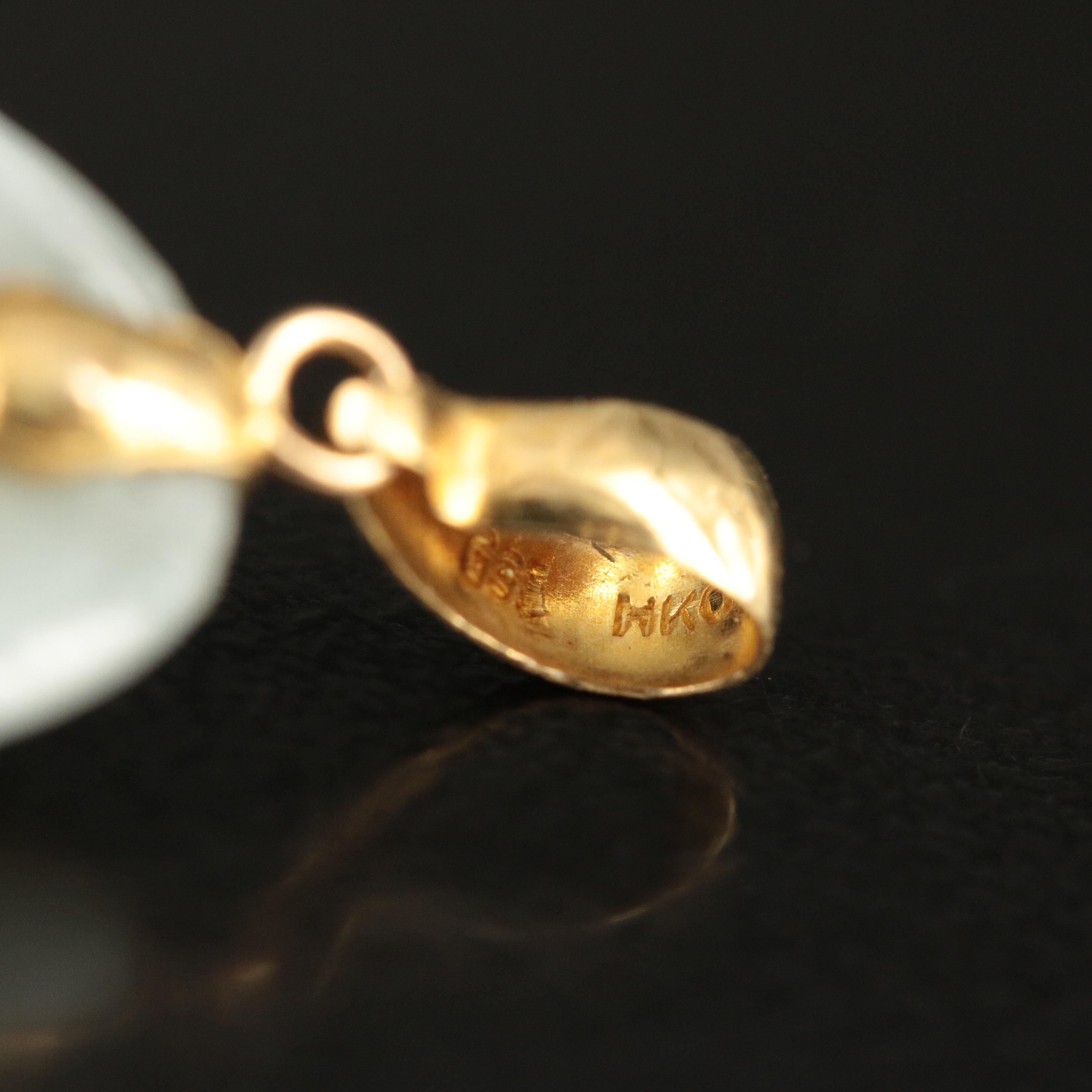 Jadeite and Pearl Pea Pod Pendant with 14K Bail | EBTH