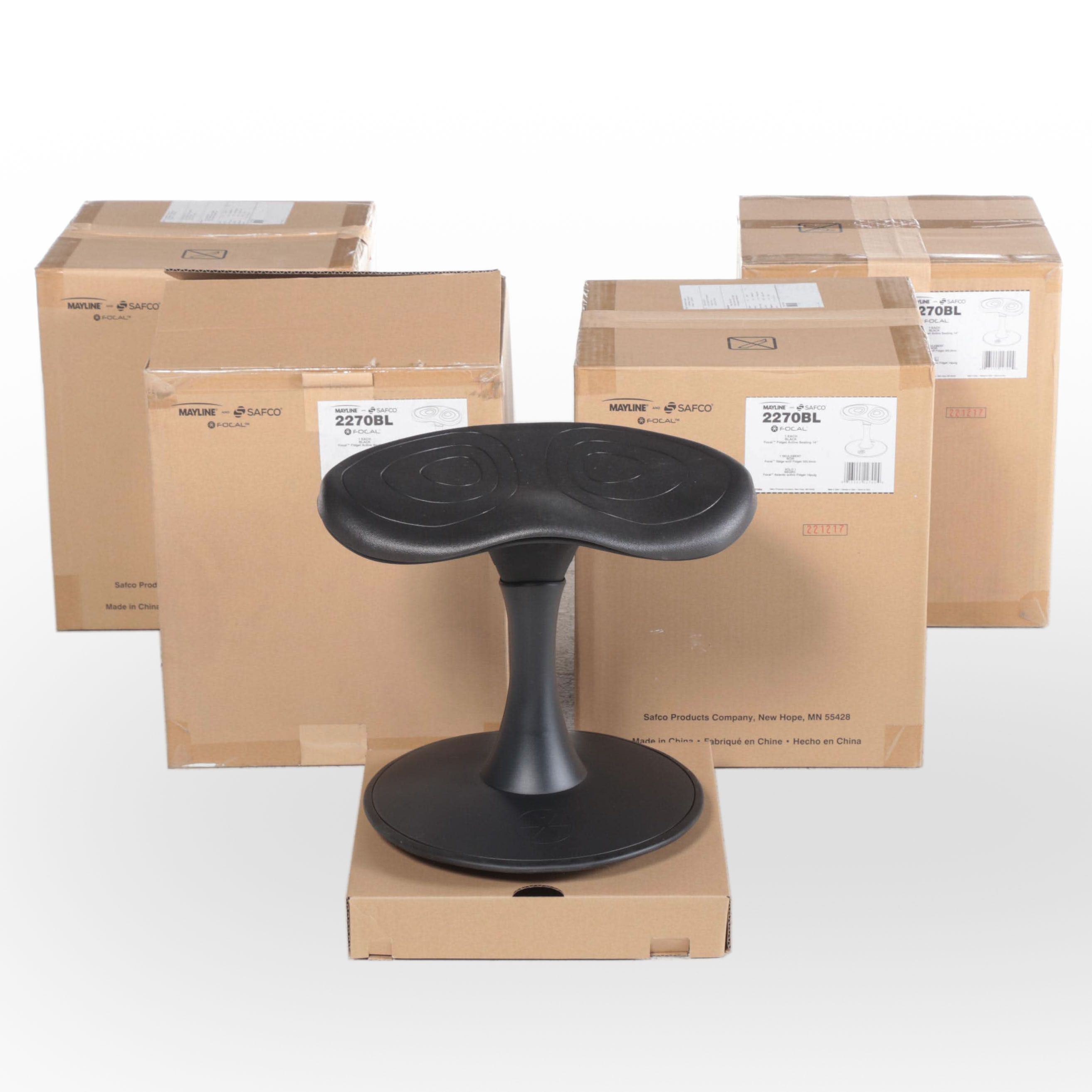 Four Mayline and Safco 14" Focal Fidget Active Seating Stools in Black ...