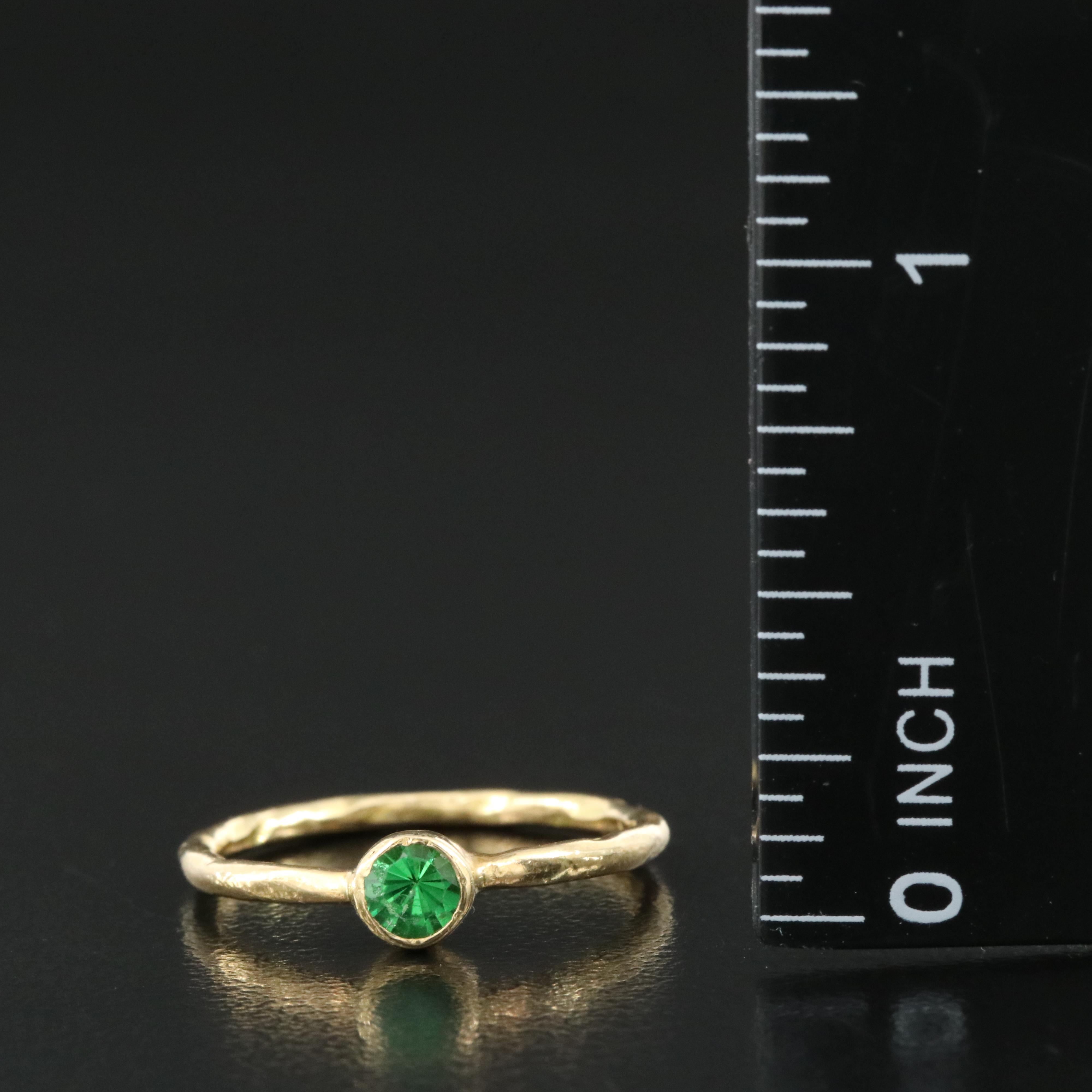 18K Tsavorite Bezel Set Hammered Ring | Everything But The House
