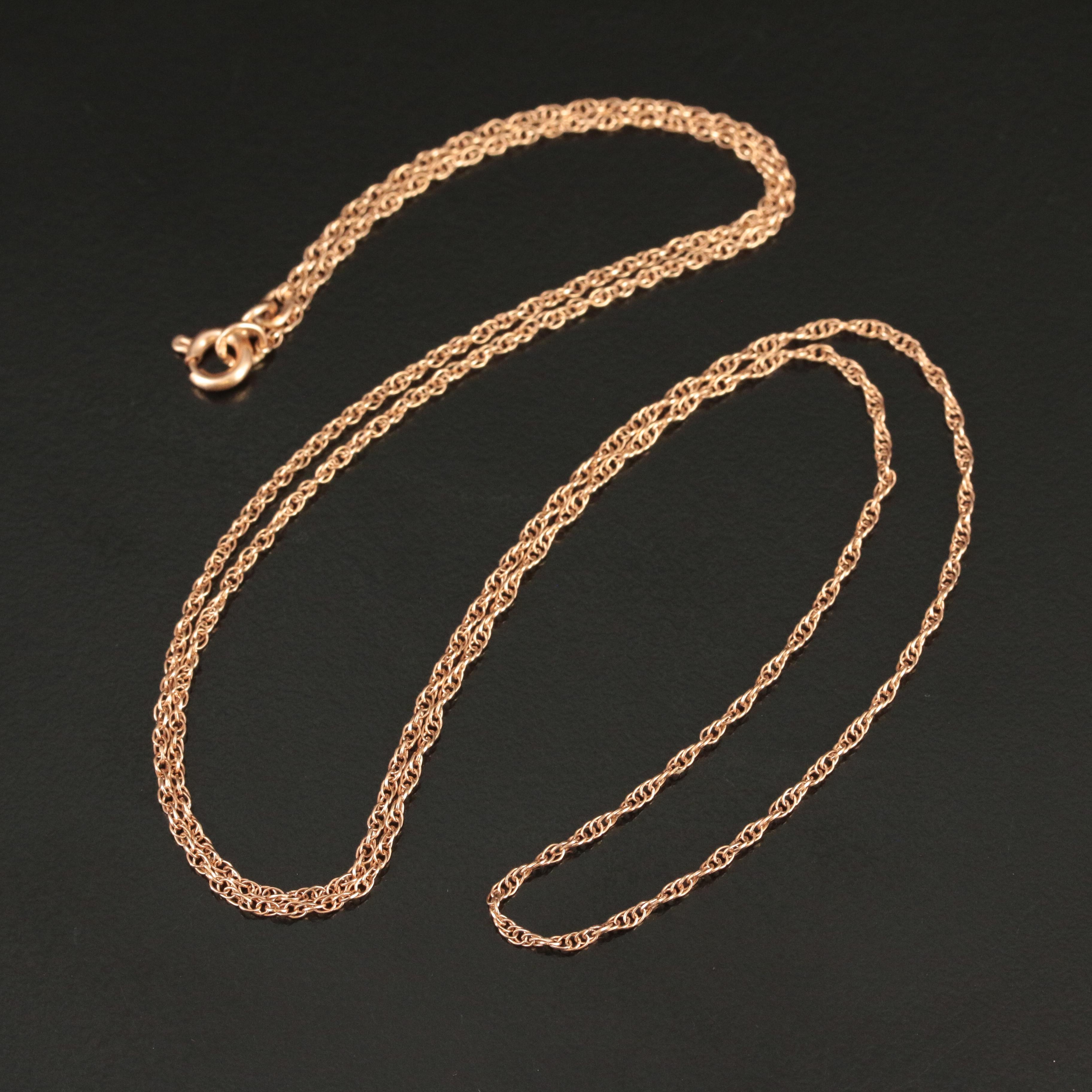 Soviet Russian 14K Rose Gold Rope Chain Necklace | EBTH