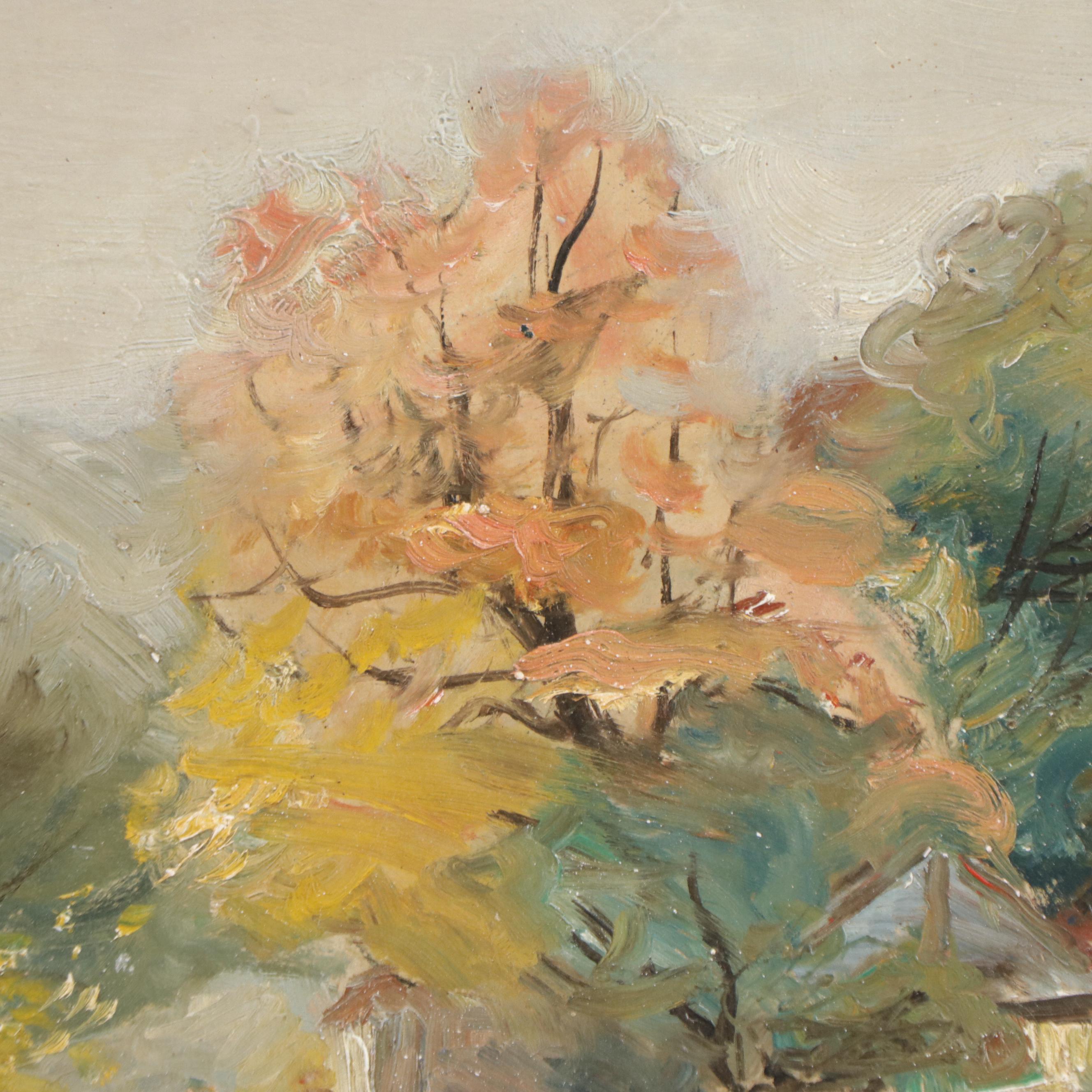 Alfred Bryan Wall Landscape Oil Painting, Early 20th Century | EBTH