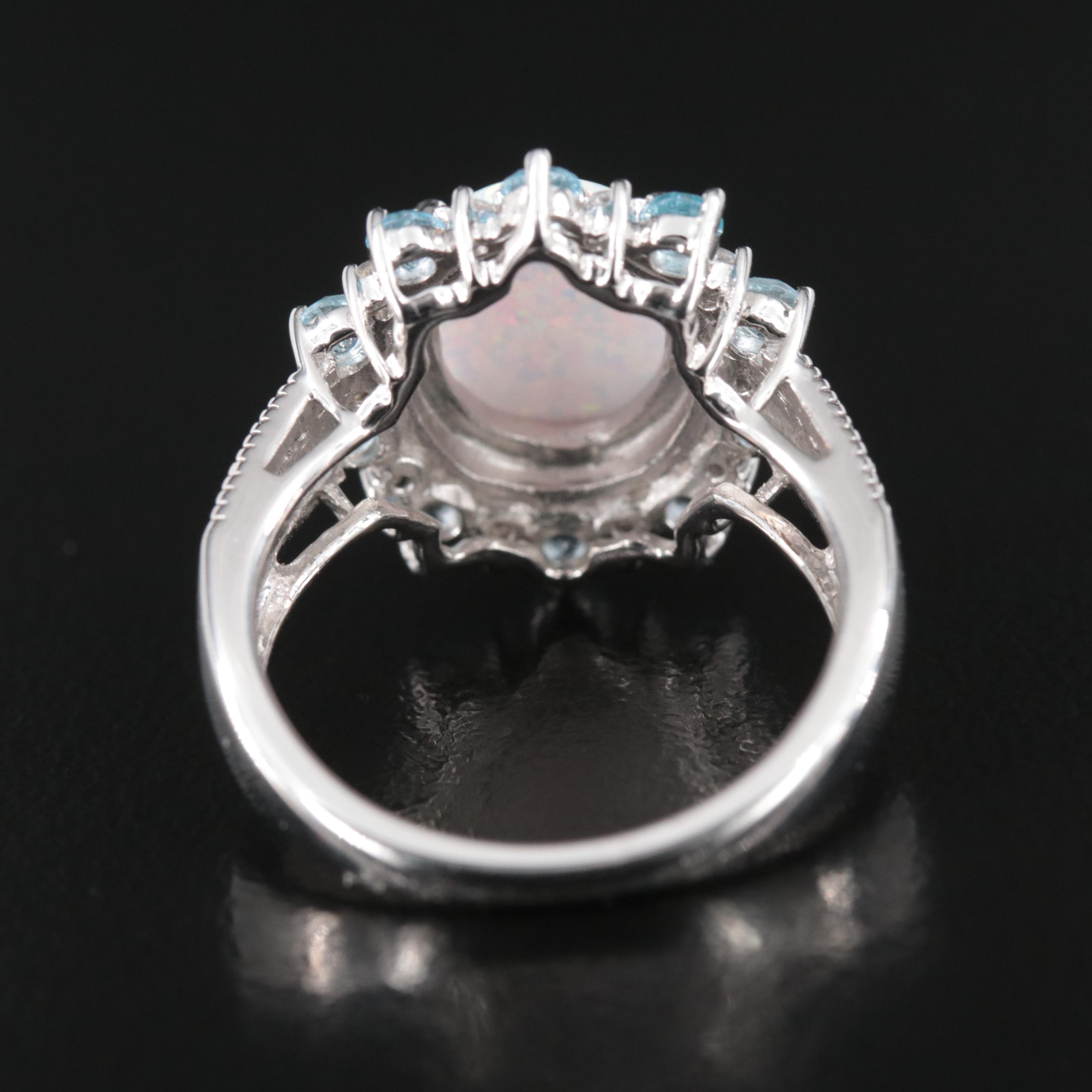 Sterling Opal, Topaz and Sapphire Ring | EBTH