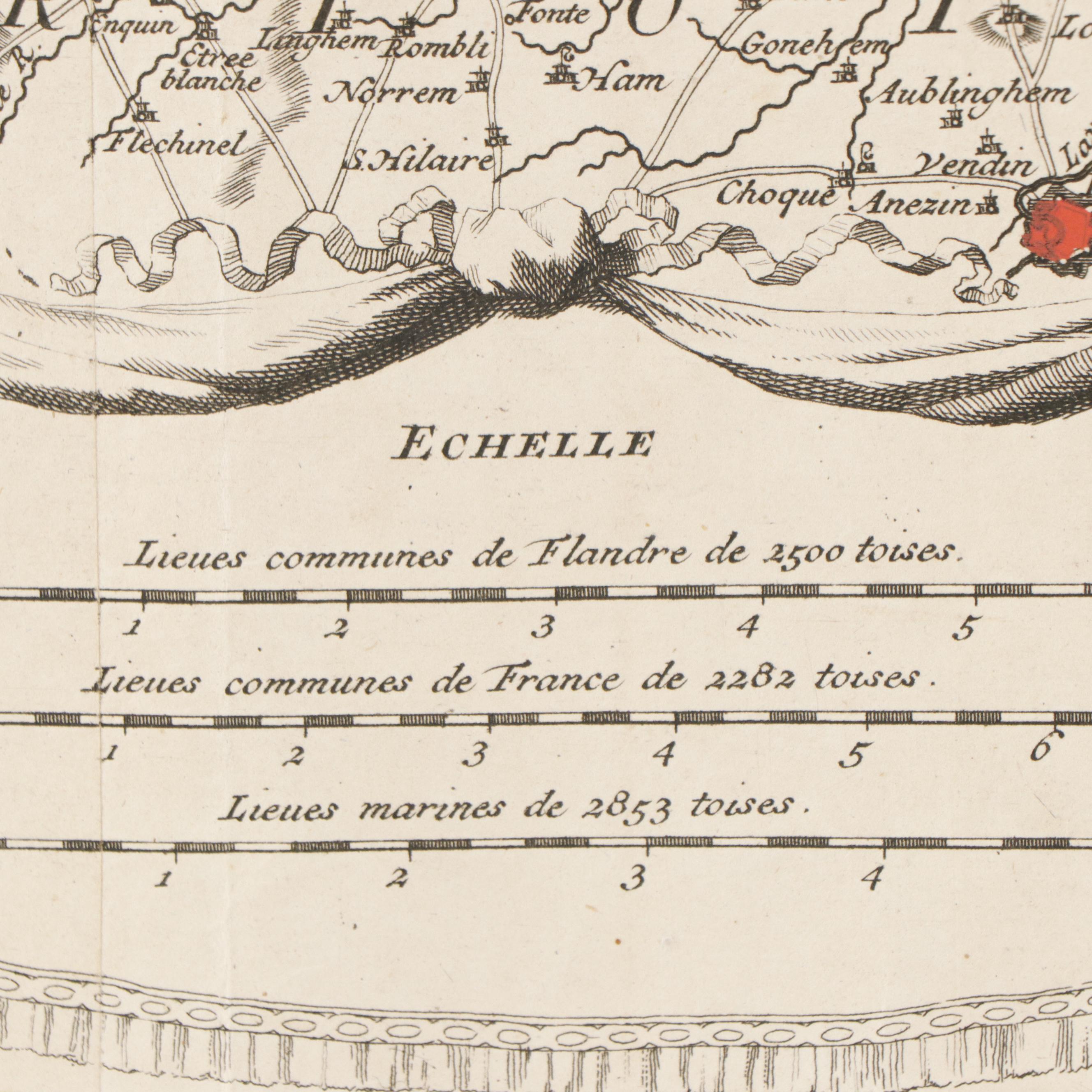 William de l'Isle Hand Colored Engraved Map of the County of Flanders ...