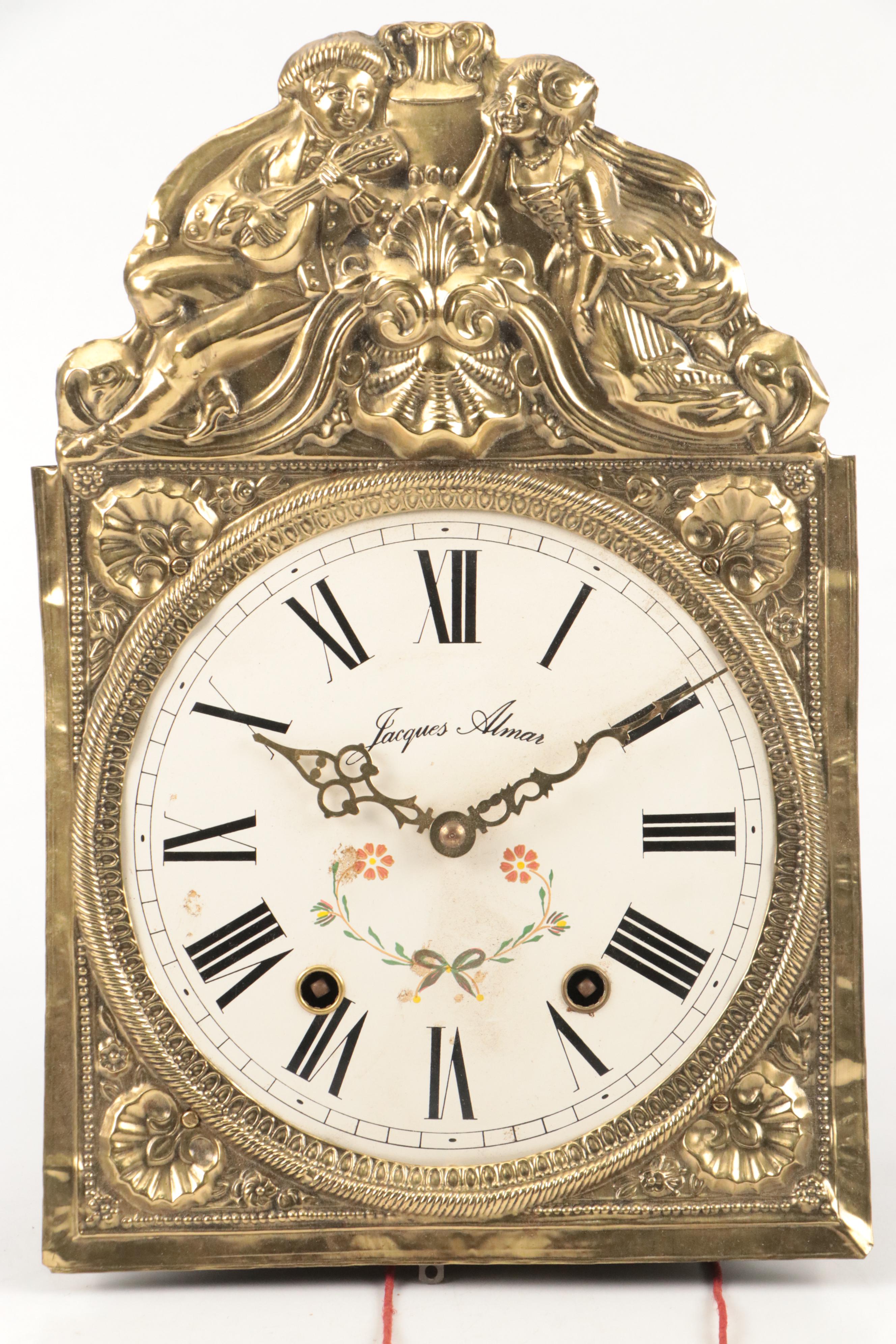 Jacques Almar Courting Couple Motif Metal Comtoise Clock | EBTH